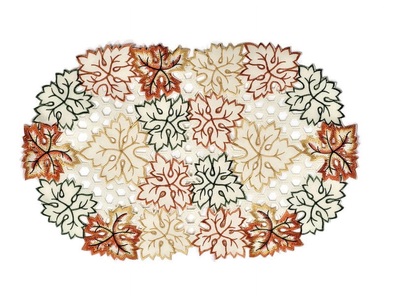 Doily Boutique Oval Placemat or Doily with Fall Maple Leaves on Ivory ...