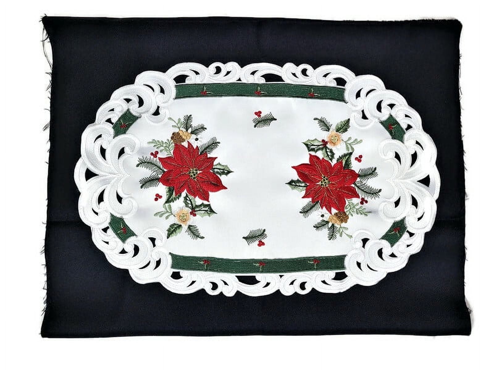 Doily Boutique Oval Placemat or Doily with Red Poinsettia on White ...