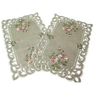 Doily Boutique Place Mats Set of 2 with a Red Burgundy Rose Flower on ...