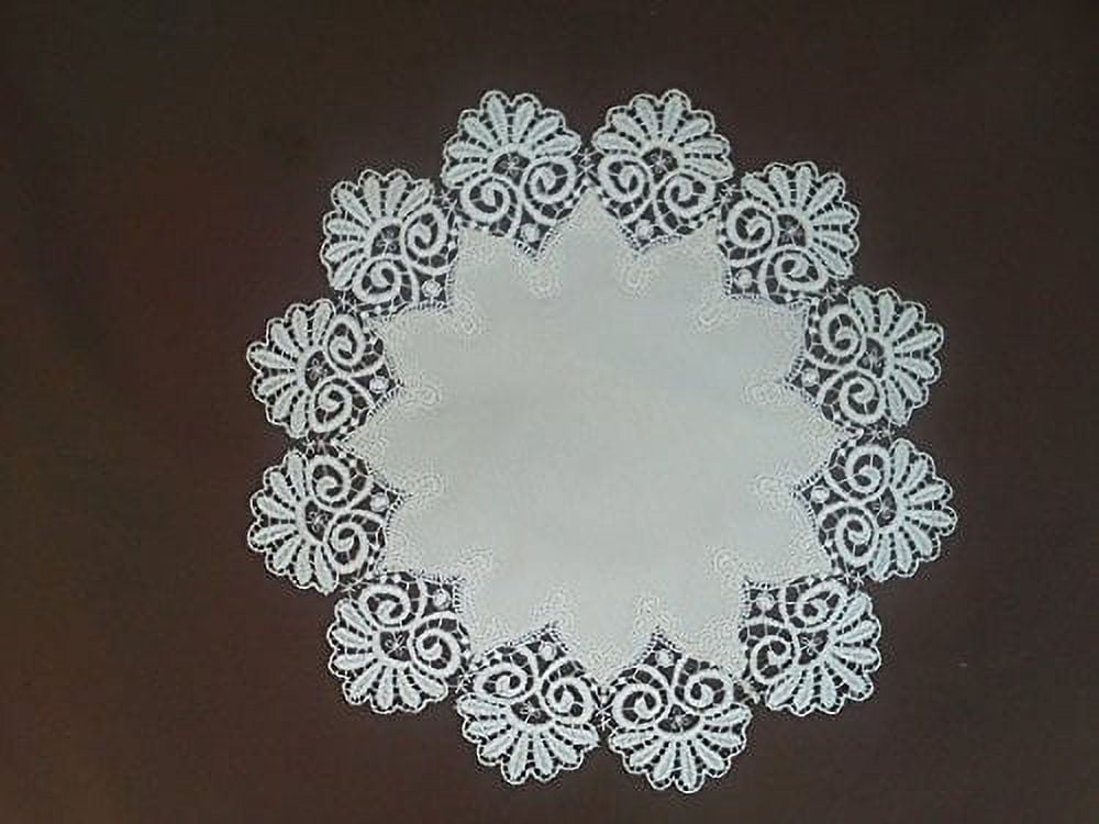 Doily Boutique Round Doily or Placemat in Ivory Fancy Lace and Fabric ...