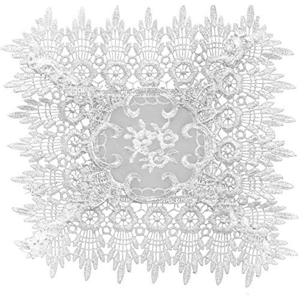 Doily Boutique Square Doily with Flowers on Sheer Fabric and Lace, Size ...