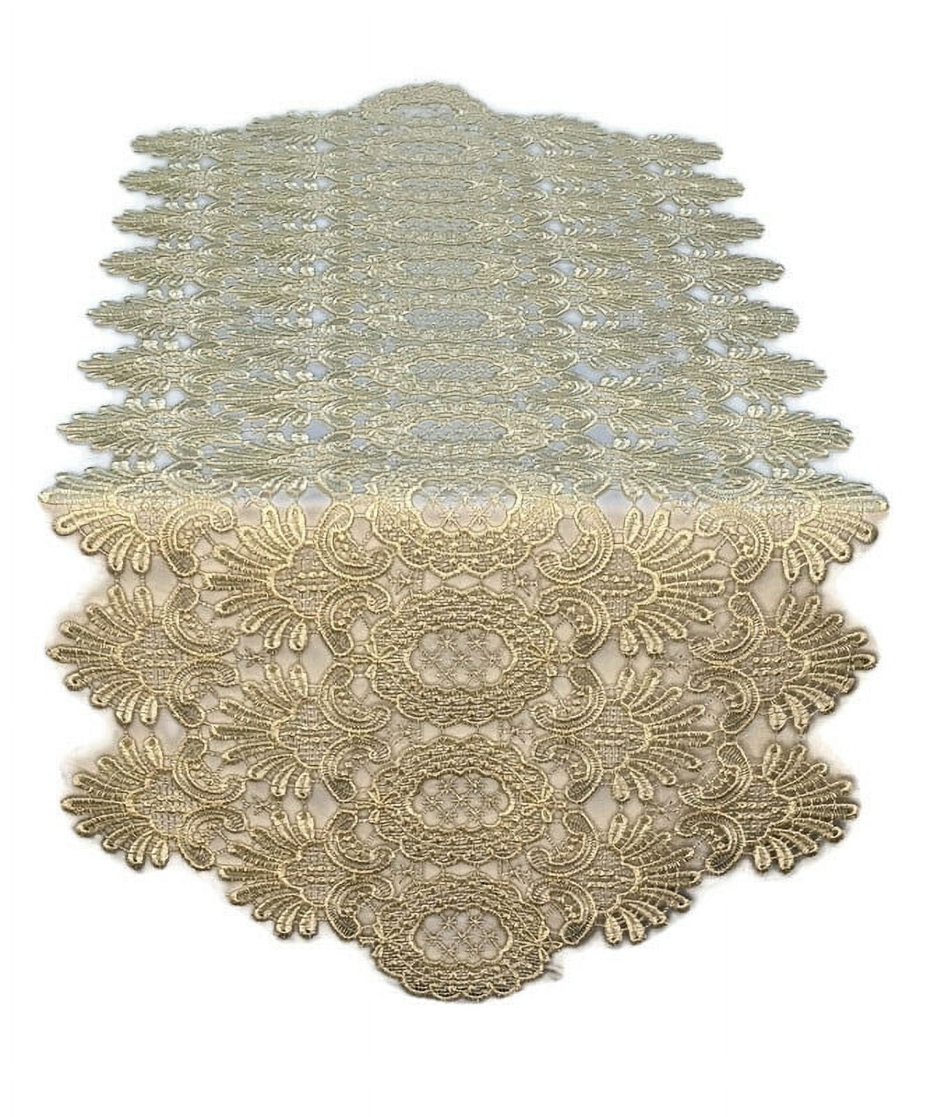 Doily Boutique Table Runner in Ivory Victorian Lace, Size 72 x 16 ...