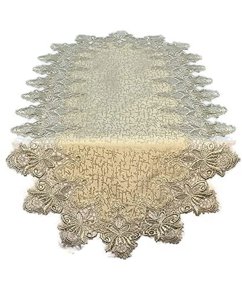 Doily Boutique Table Runner or Dresser Scarf in Ivory Vintage Lace and ...