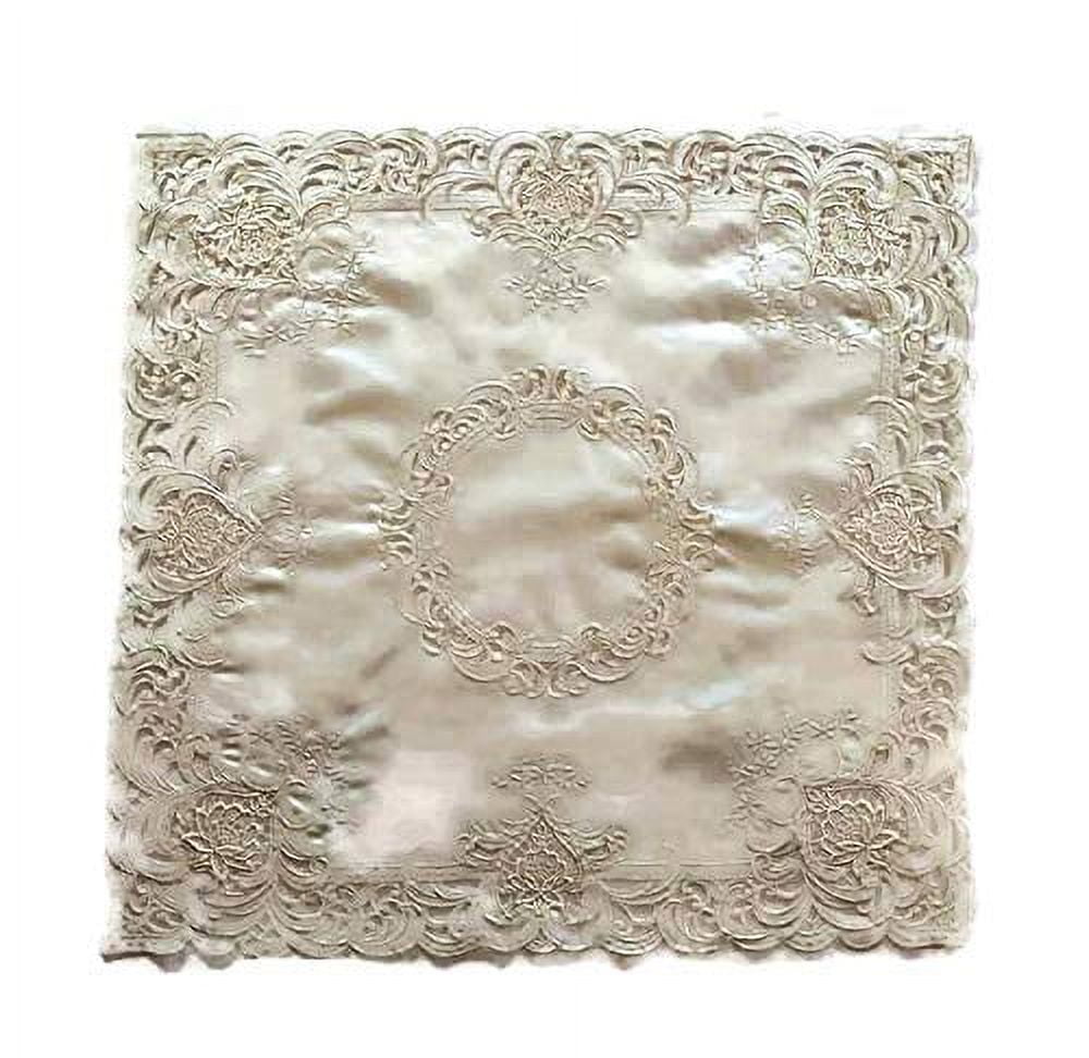 Doily Boutique Tablecloth or Table Topper Square Embroidered on Ivory ...