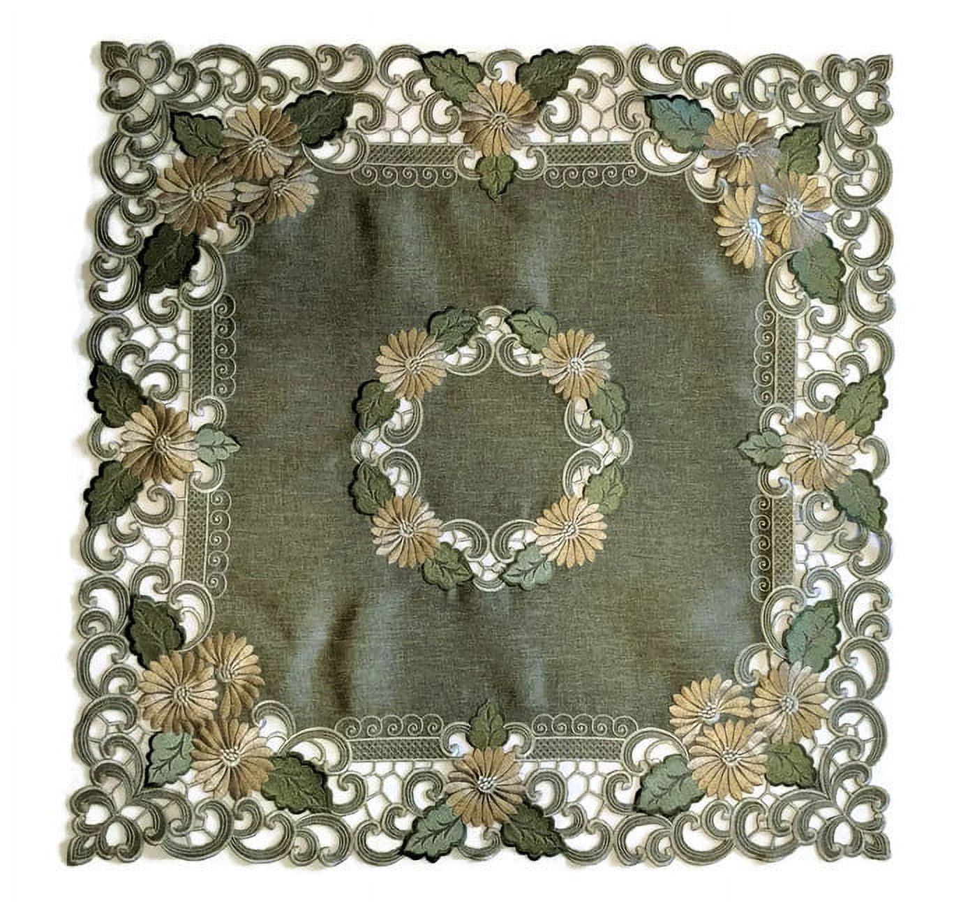 Doily Boutique Tablecloth or Table Topper Square Embroidered with Gold ...