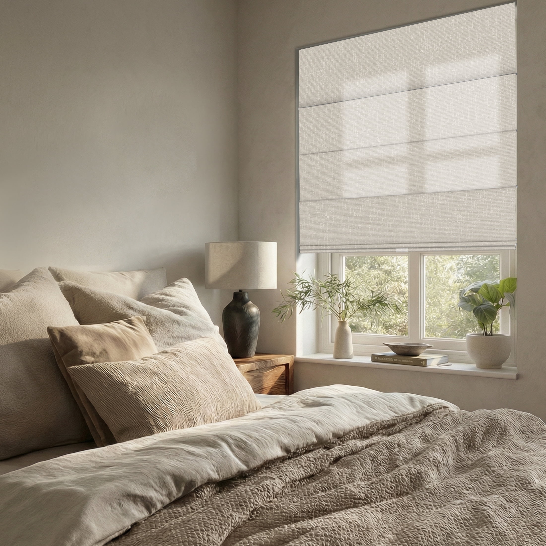 DoingX No Drill Roman Shades Light Filtering Thermal Insulated UV ...