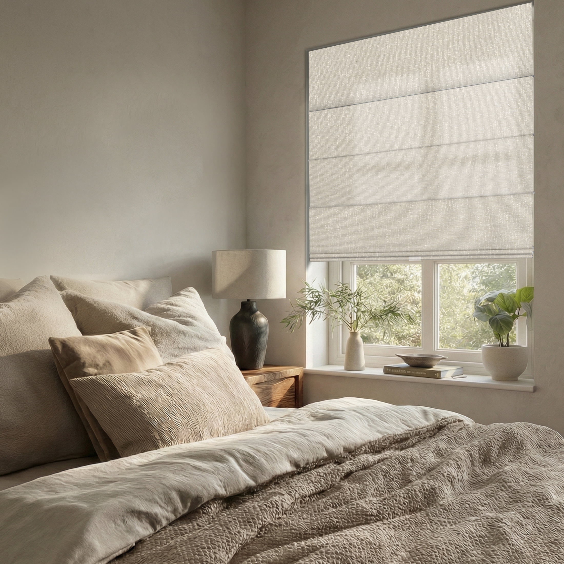 DoingX No Drill Roman Shades Room Darkening Thermal Insulated UV ...