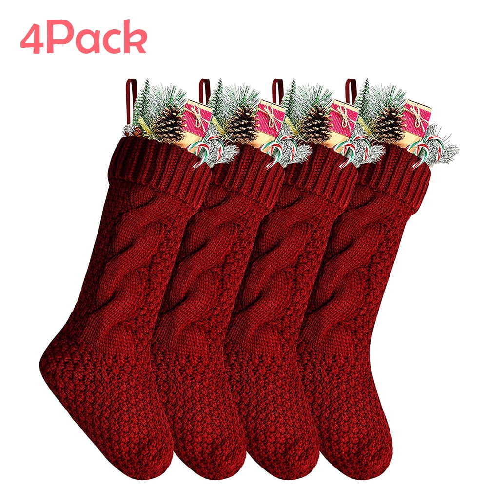 Doingart Knitted Doingart Hanging Red Christmas Stockings, 14.8" (4 ...