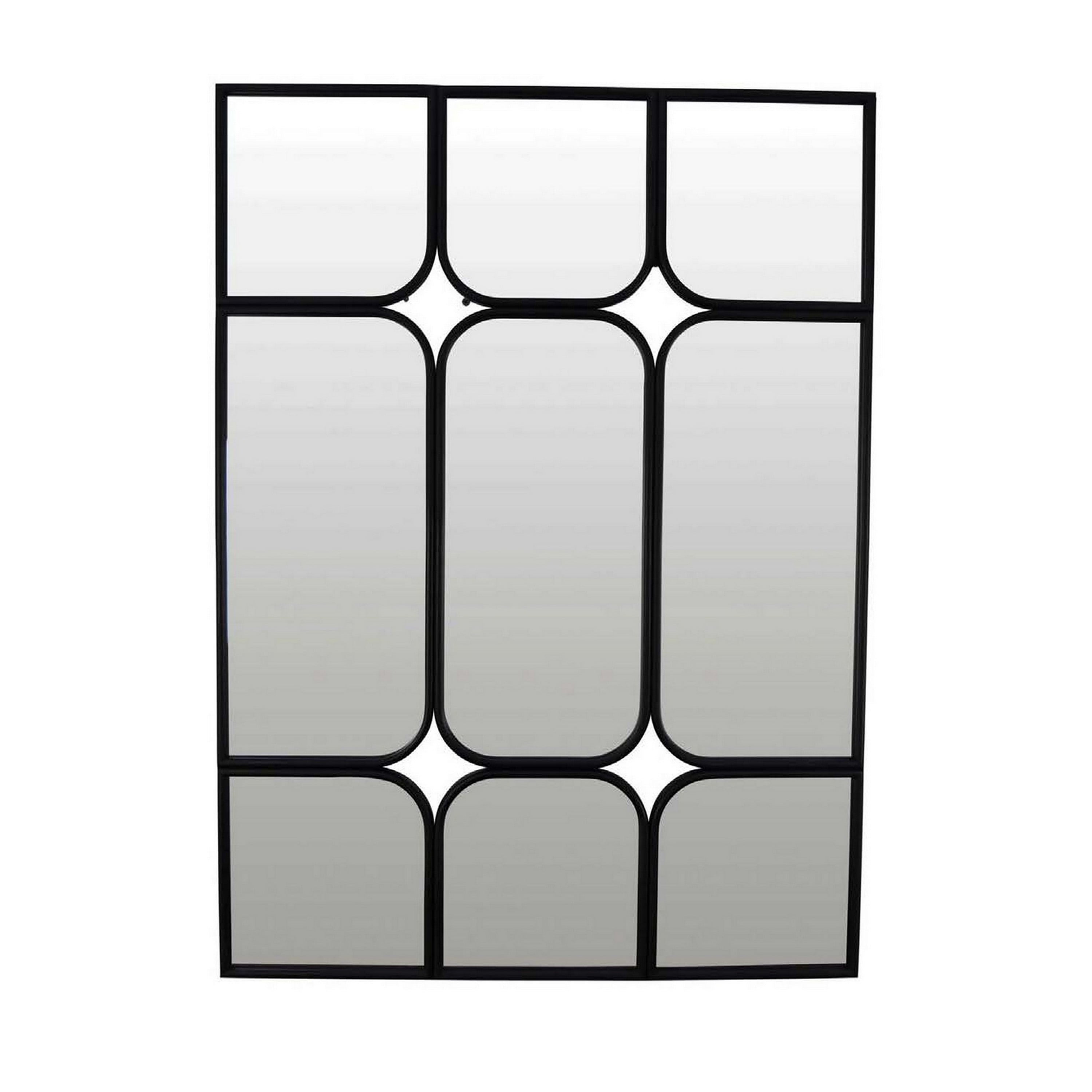 Doja Accent Mirror, Black Metal, 9 Panes with Rounded Corners, 28 x 38 ...