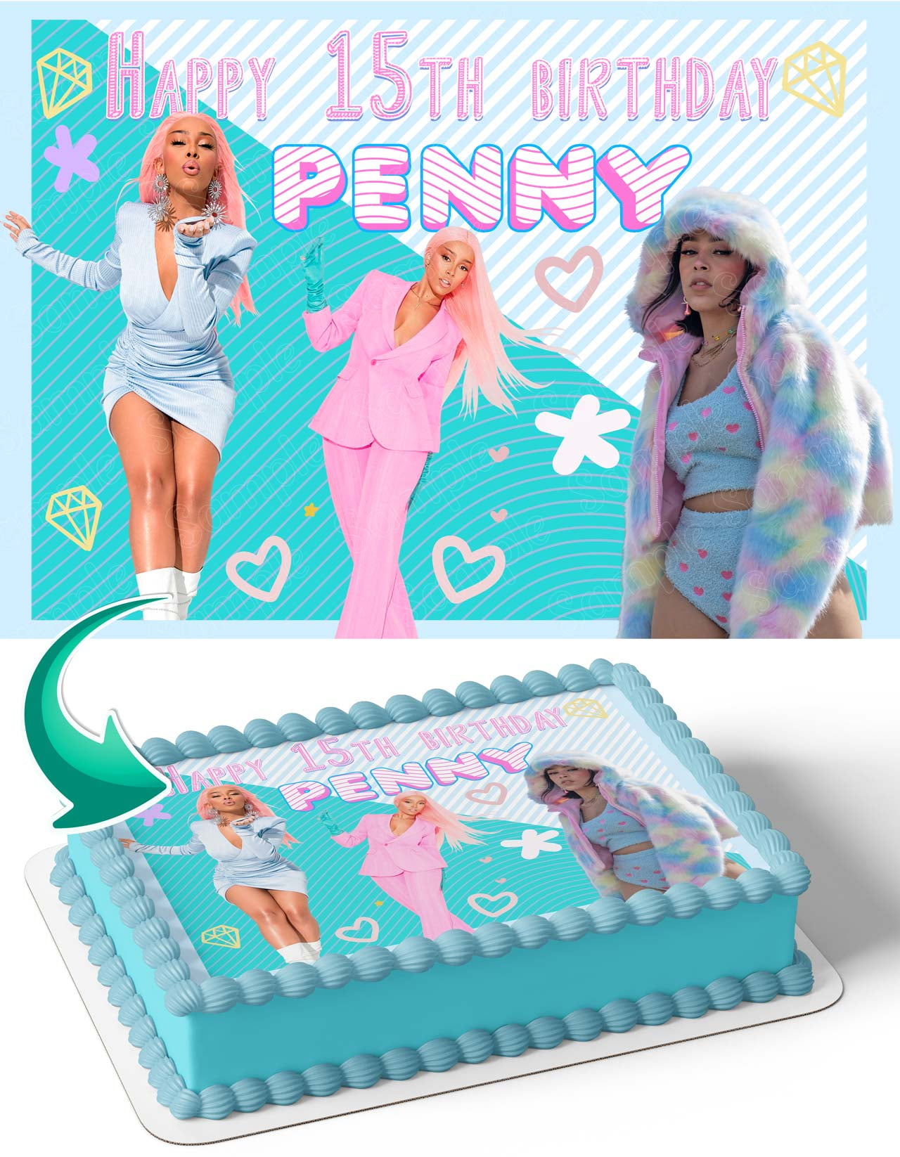 Doja Cat Edible Image Cake Topper Personalized Birthday Sheet Decal ...