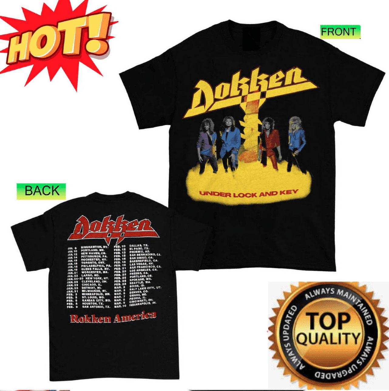 Dokken T-Shirt, Dokken Under Lock And Key Tour 1985 Unisex - Walmart.com