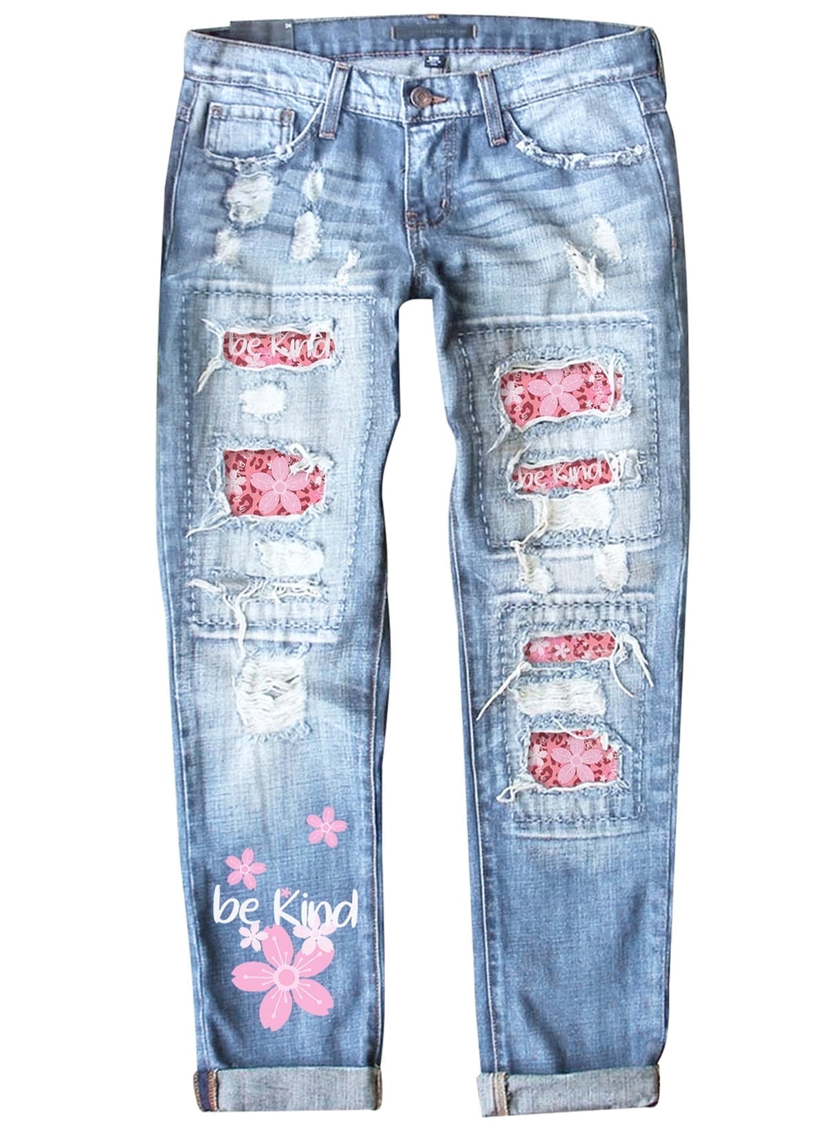 Dokotoo Plus Size Women's High Waist Jeans - Casual Comfy Stretchy ...