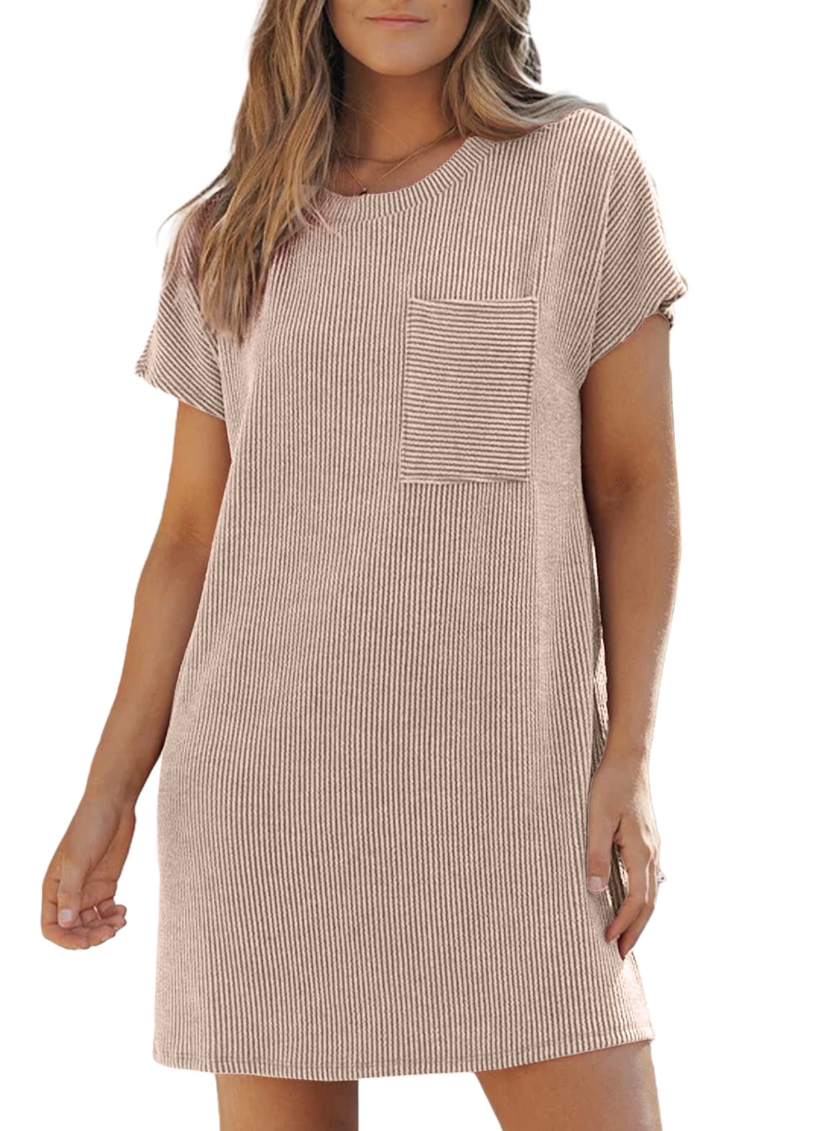 Women's Casual Tee Shirt Mini Dress | Crew Neck, Short Sleeve ...