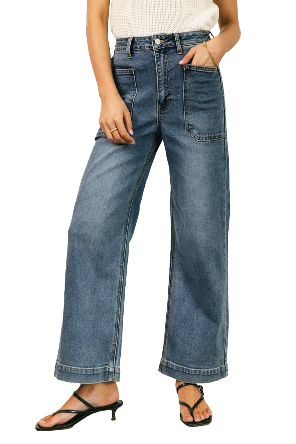 DOKOTOO Women's Wide Leg Jeans High Waisted Vintage Jeans for Women ...