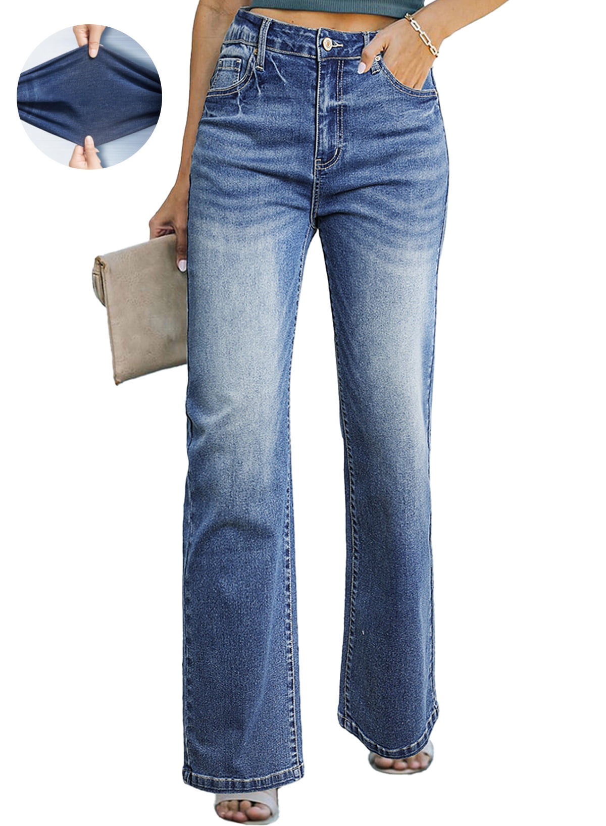 Dokotoo Women's Wide Leg Jeans Trendy High Waist Stretchy Denim Pants ...