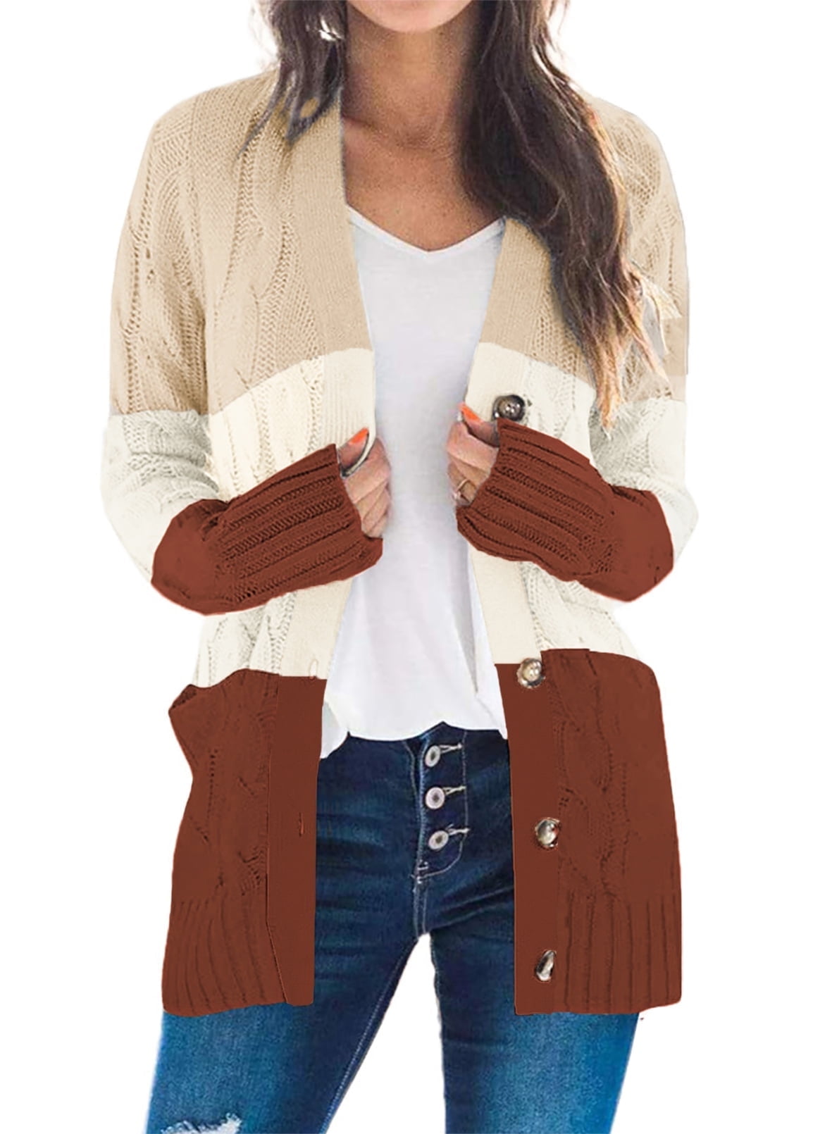 Dokotoo Womens Fall Sweaters, Long Cardigan with Pockets, Button Down ...