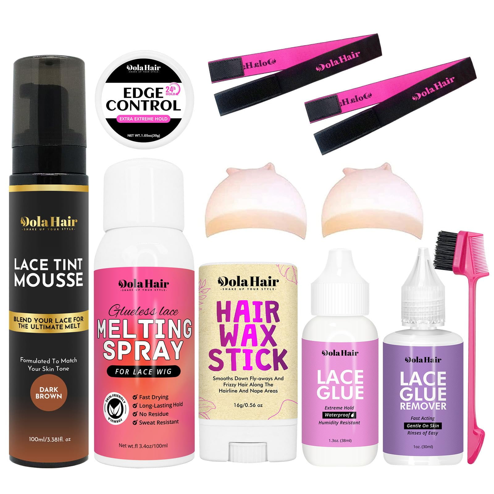 Dolahair Lace Glue Kit Lace Tint Mousse Wig Glue Kit complete set lace ...