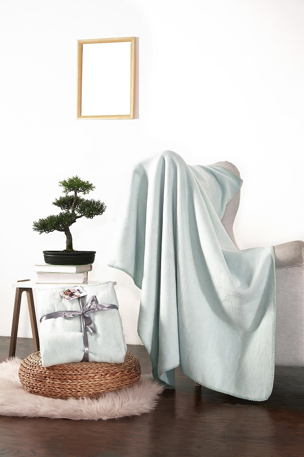Dolce Bonita Home Cotton TV Blanket 127X155 Basic Aqua Green - Walmart.com
