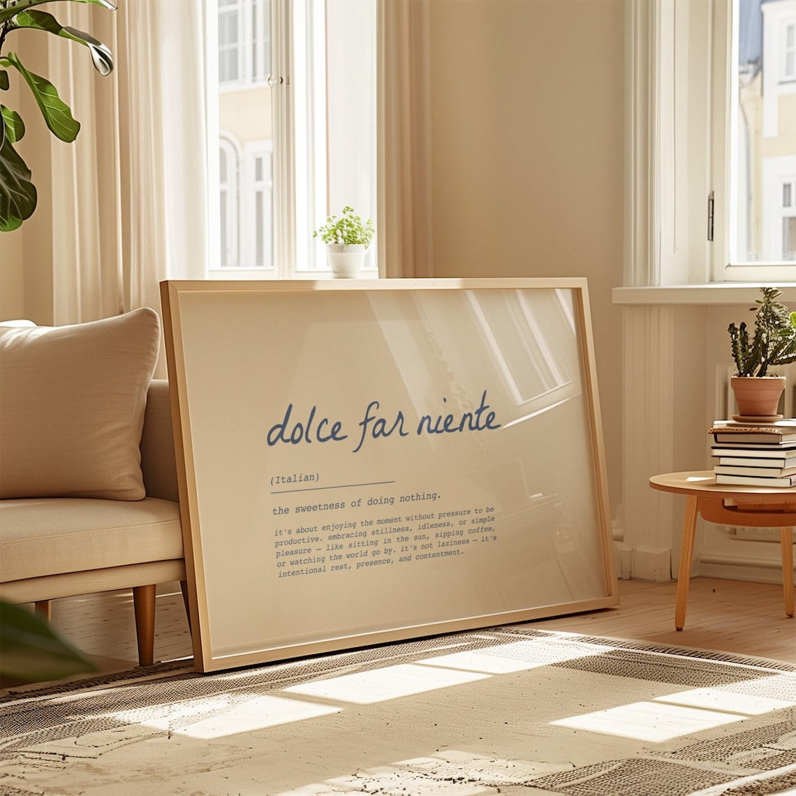 Dolce Far Niente Definition Poster Mindfulness Wall Italian Wall Decor ...
