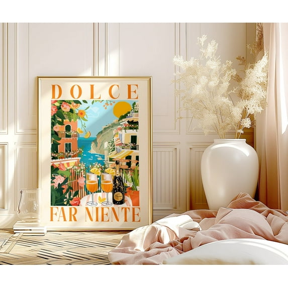 Dolce Far Niente Positano Art Poster: Colorful Italy Travel Poster, Unframed Poster Size 12x18 ...