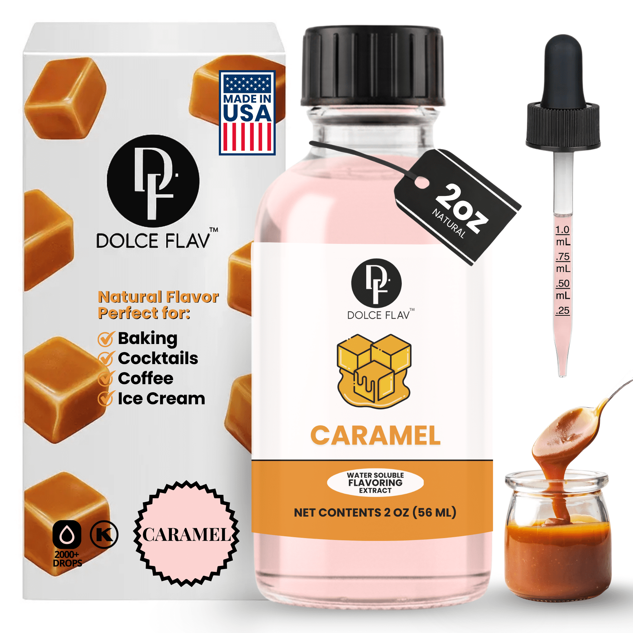 Dolce Flav Caramel Extract Water Soluble 2 oz Gluten-Free Natural ...