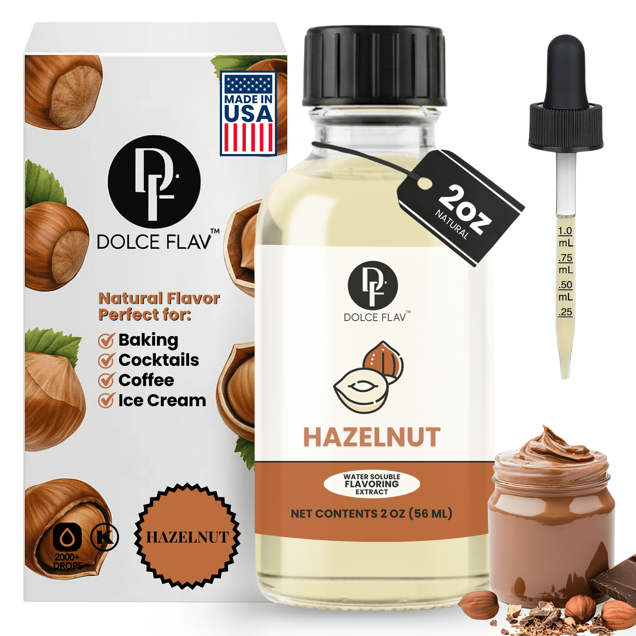 Dolce Flav, Hazelnut Flavoring Extract Water Soluble 2 oz - Walmart.com