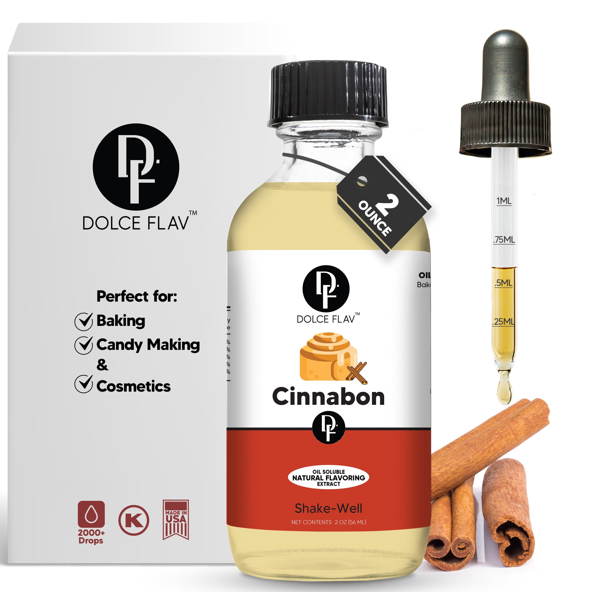 Dolce Flav, Oil Soluble Cinnabon Flavoring, 2 oz, Baking & Cooking ...