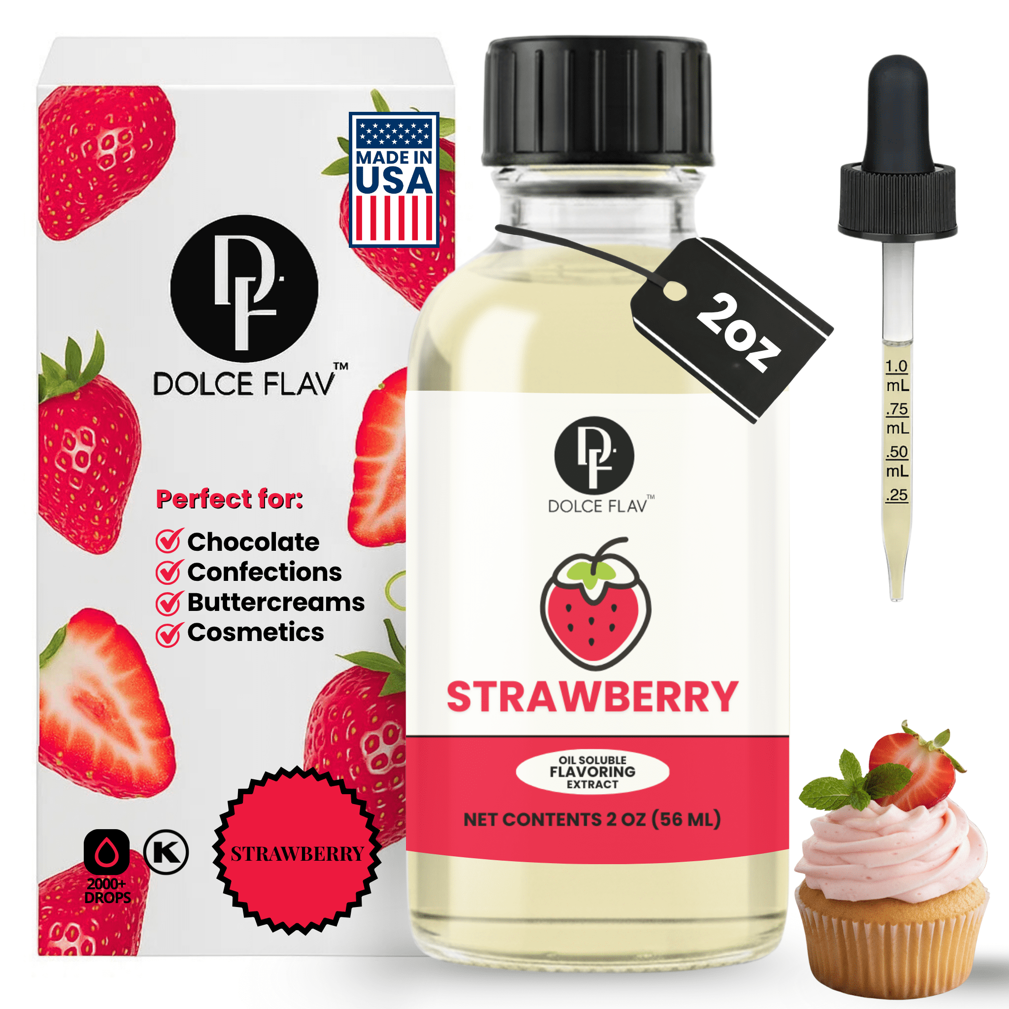 Dolce Flav Oil Soluble Strawberry Flavoring 2 oz for Baking & Desserts ...