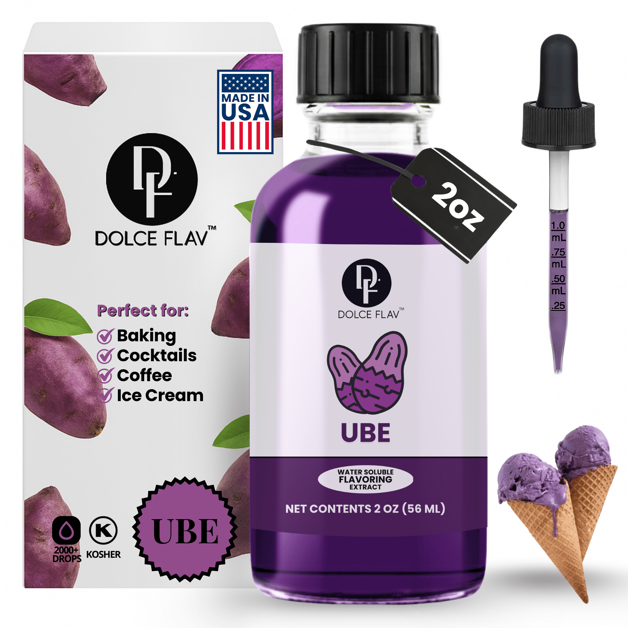Dolce Flav Purple Ube Extract Water Soluble 2 oz for Baking Drinks and ...