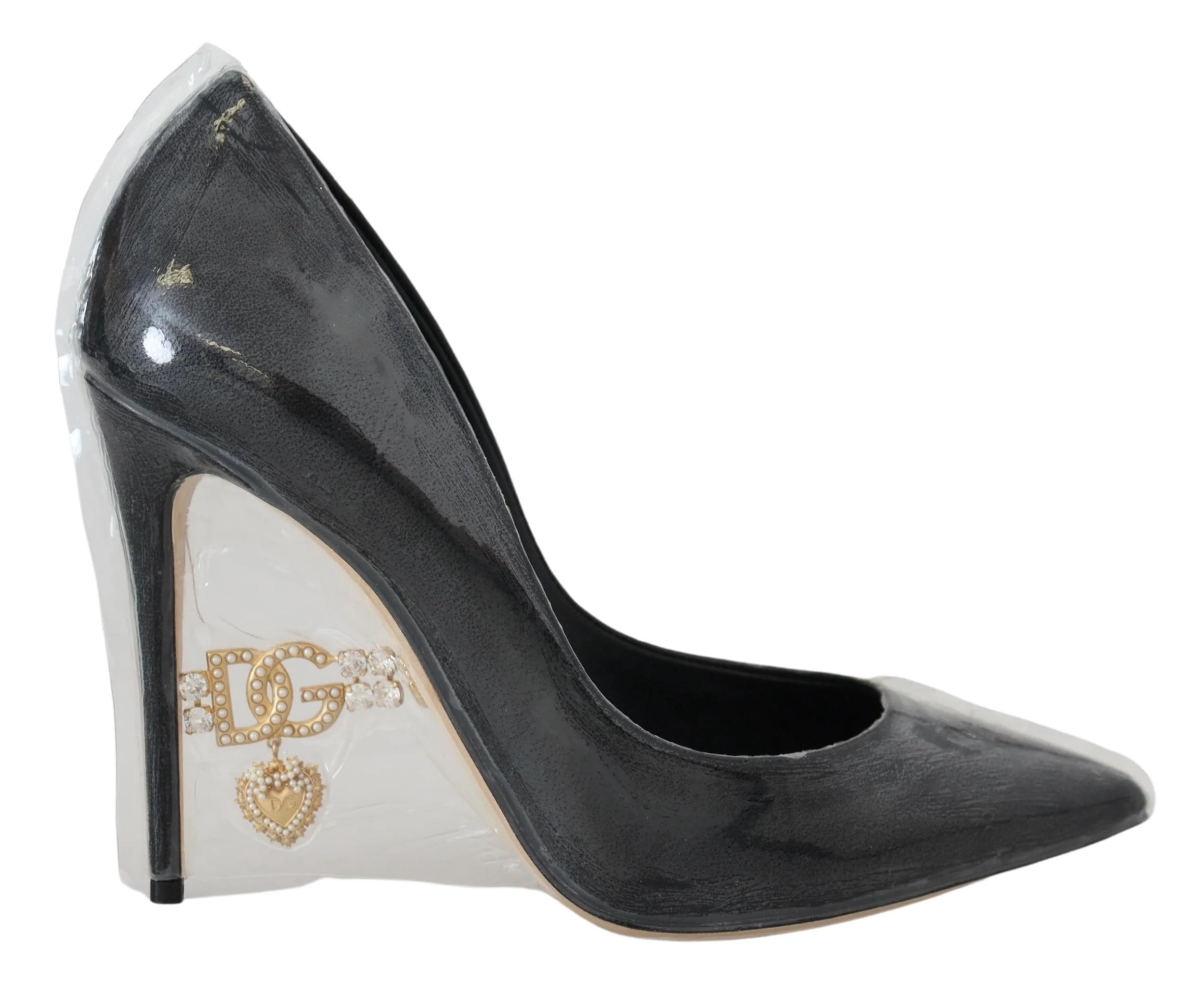 Dolce Gabbana Black Leather Heels Pumps Plastic Wrapped Shoes - Walmart.com