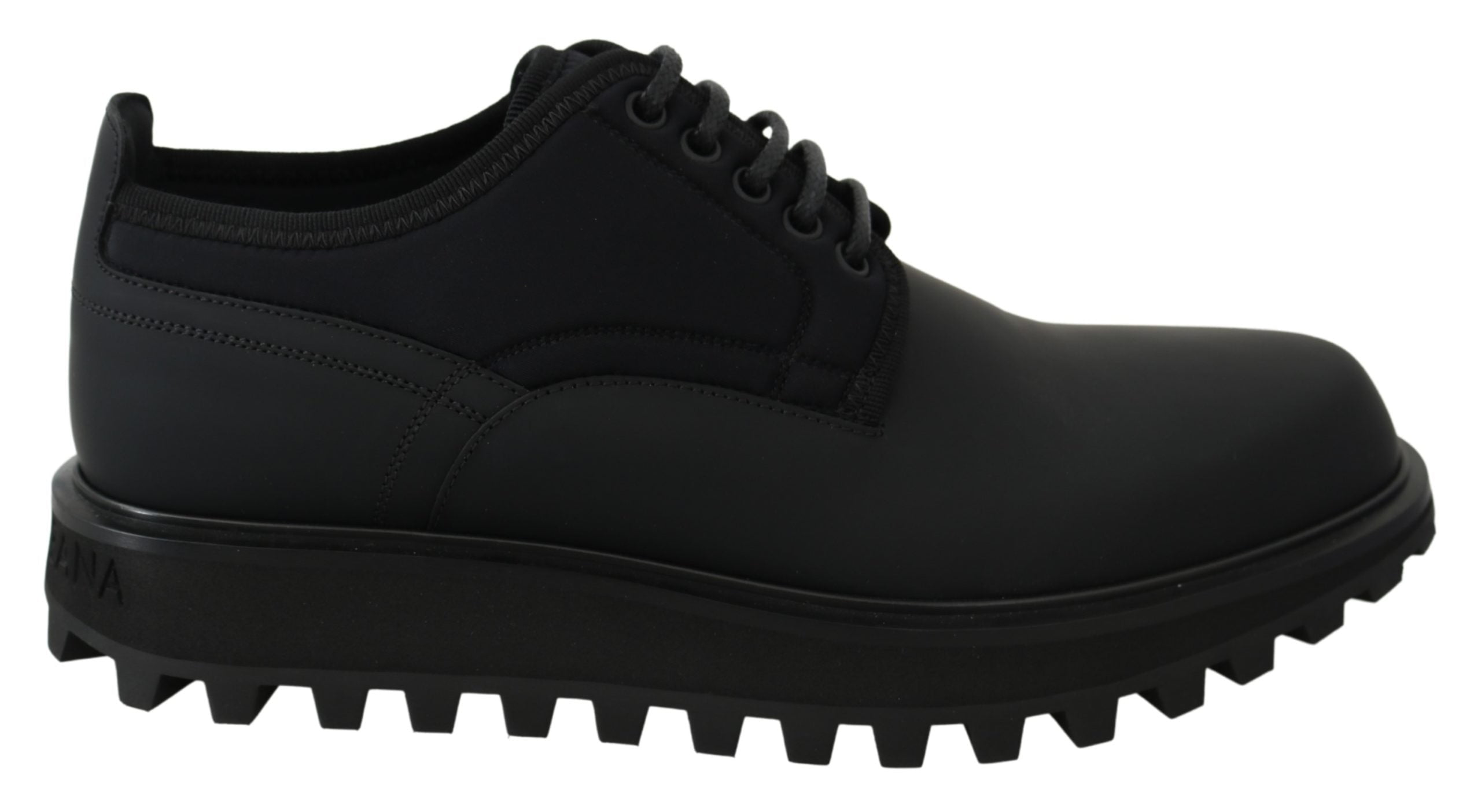 Dolce & Gabbana Black Rubberized Calfskin Chunky Derby Vulcano Shoes ...