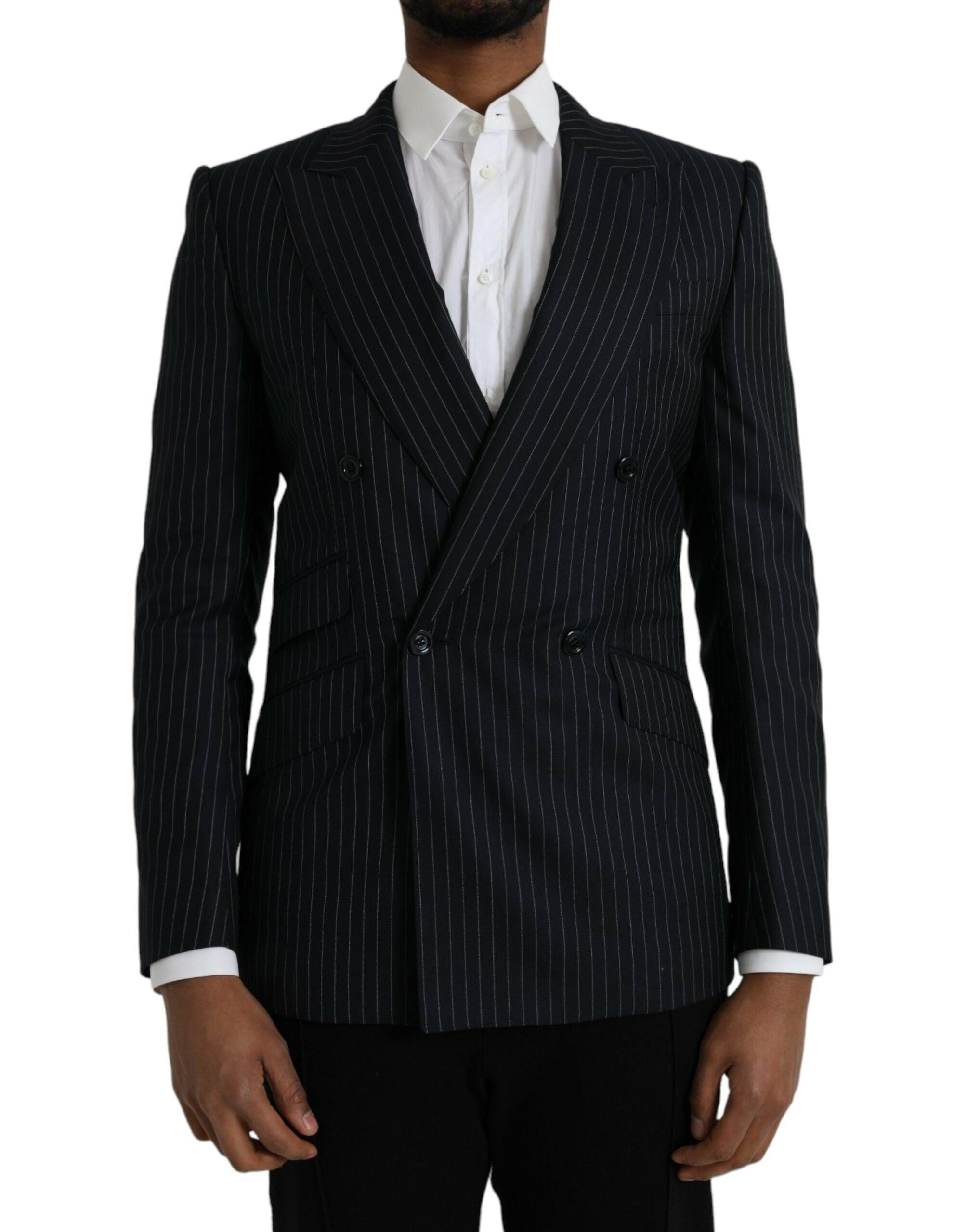 Dolce Gabbana Black Stripe SICILIA Double Breasted Coat Blazer ...