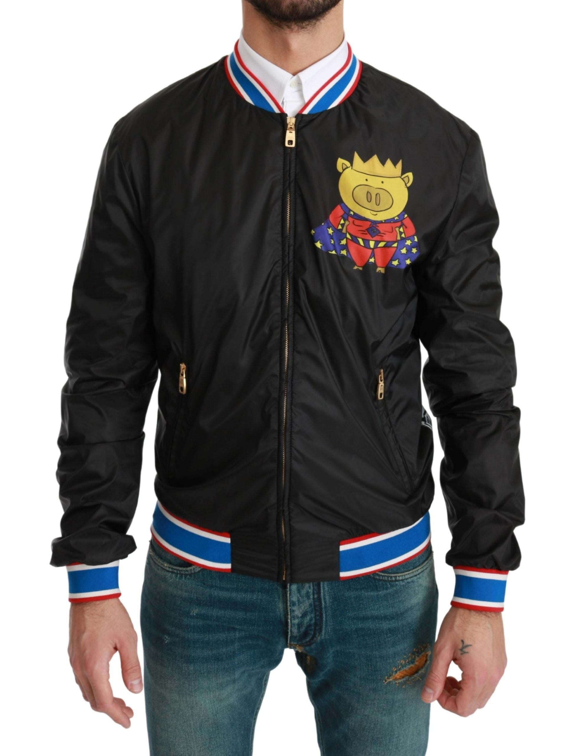 Dolce & Gabbana Black YEAR OF THE PIG Bomber Jacket - Walmart.com