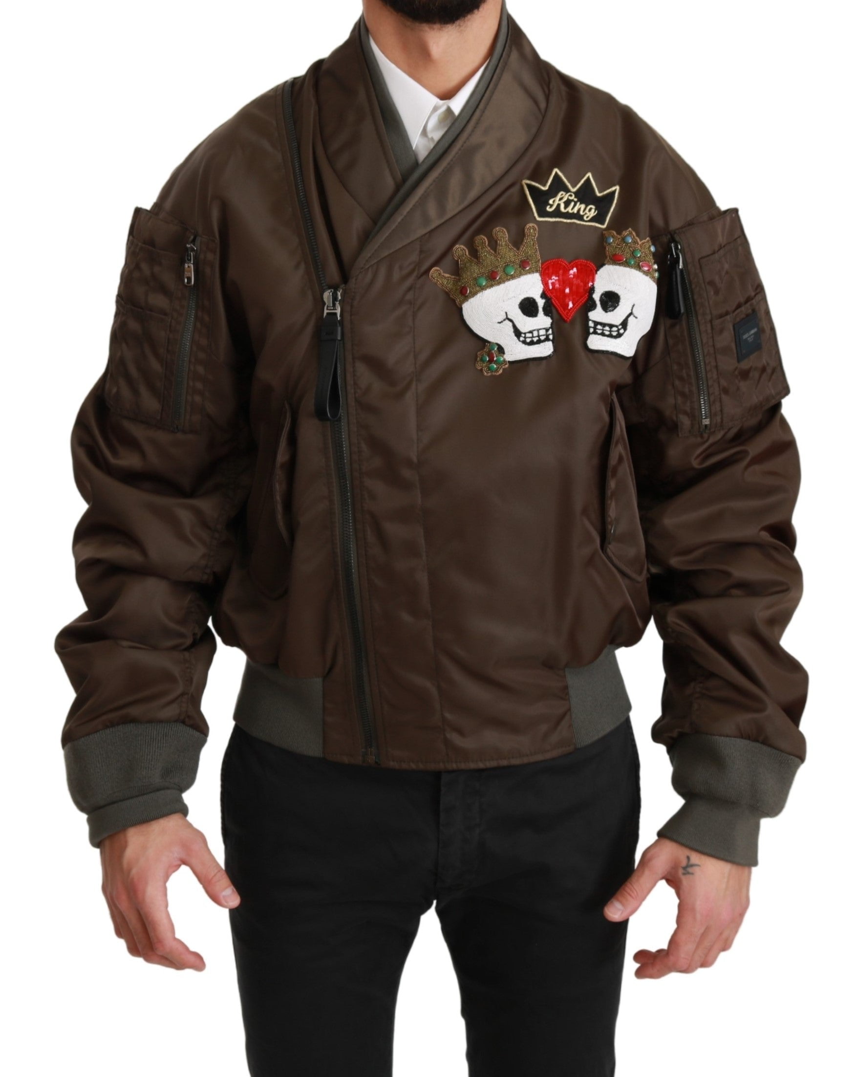 Dolce & Gabbana Brown Beaded Crown Skull Logo Jacket - Walmart.com