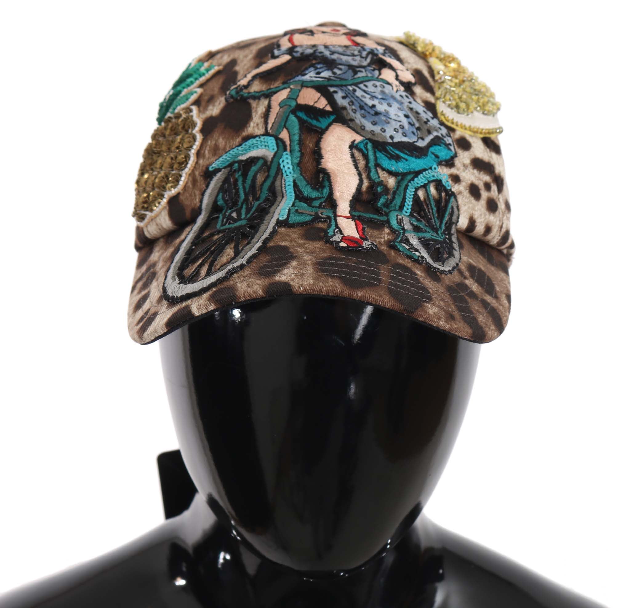Dolce Gabbana Brown Leopard Sequin Sicily Applique Baseball Hat ...