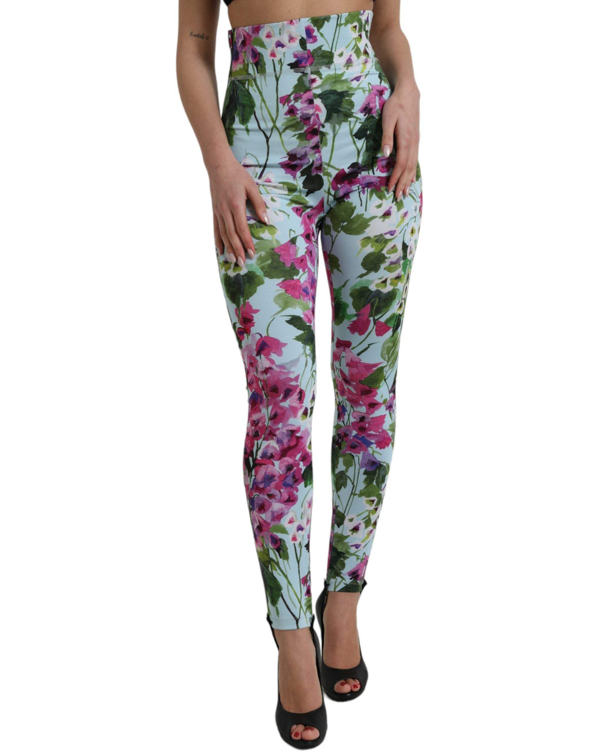 Dolce Gabbana Elegant Floral High-Rise Leggings Pants - Walmart.com