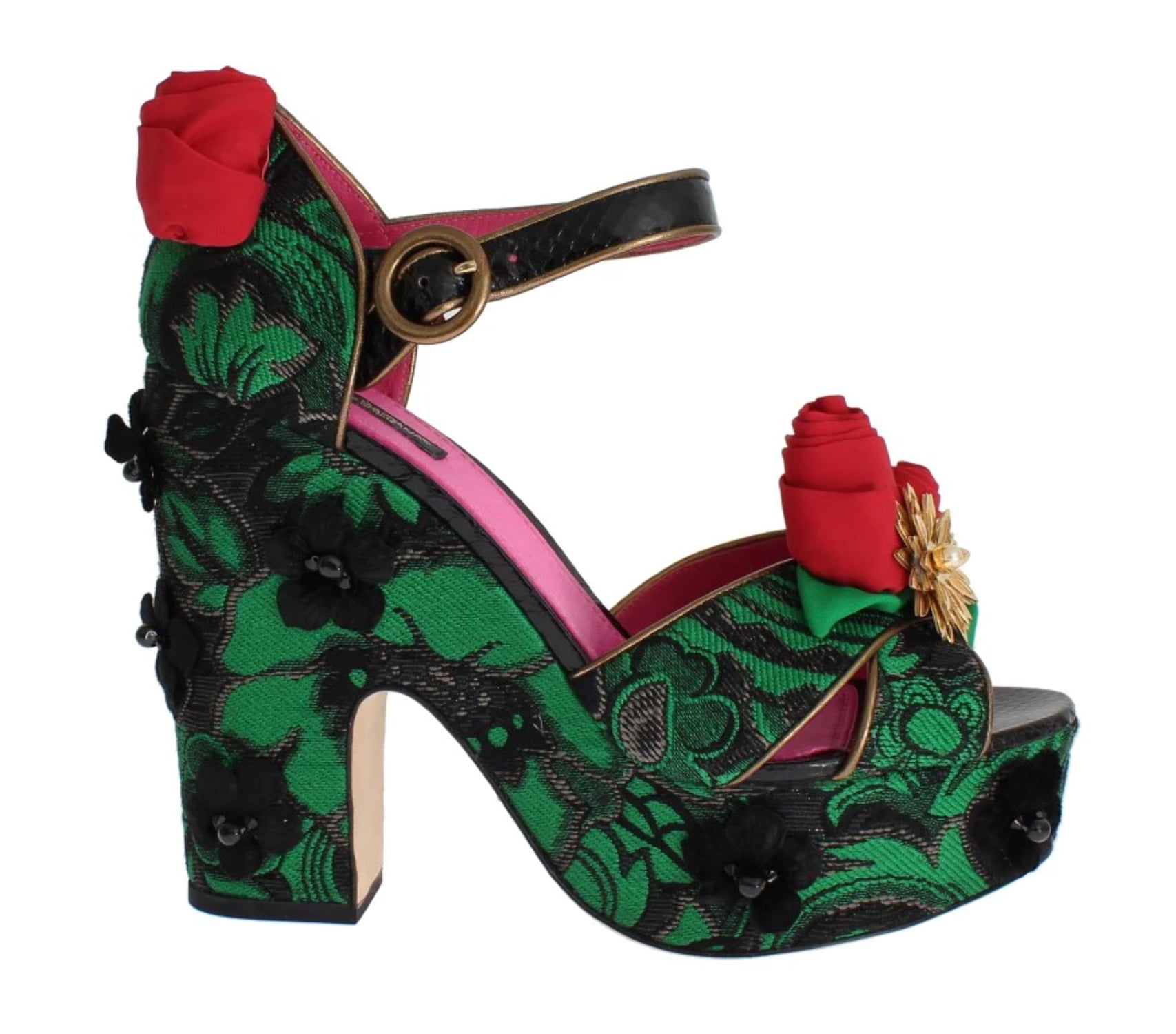 Dolce Gabbana Green Brocade Snakeskin Roses Crystal Shoes - Walmart.com