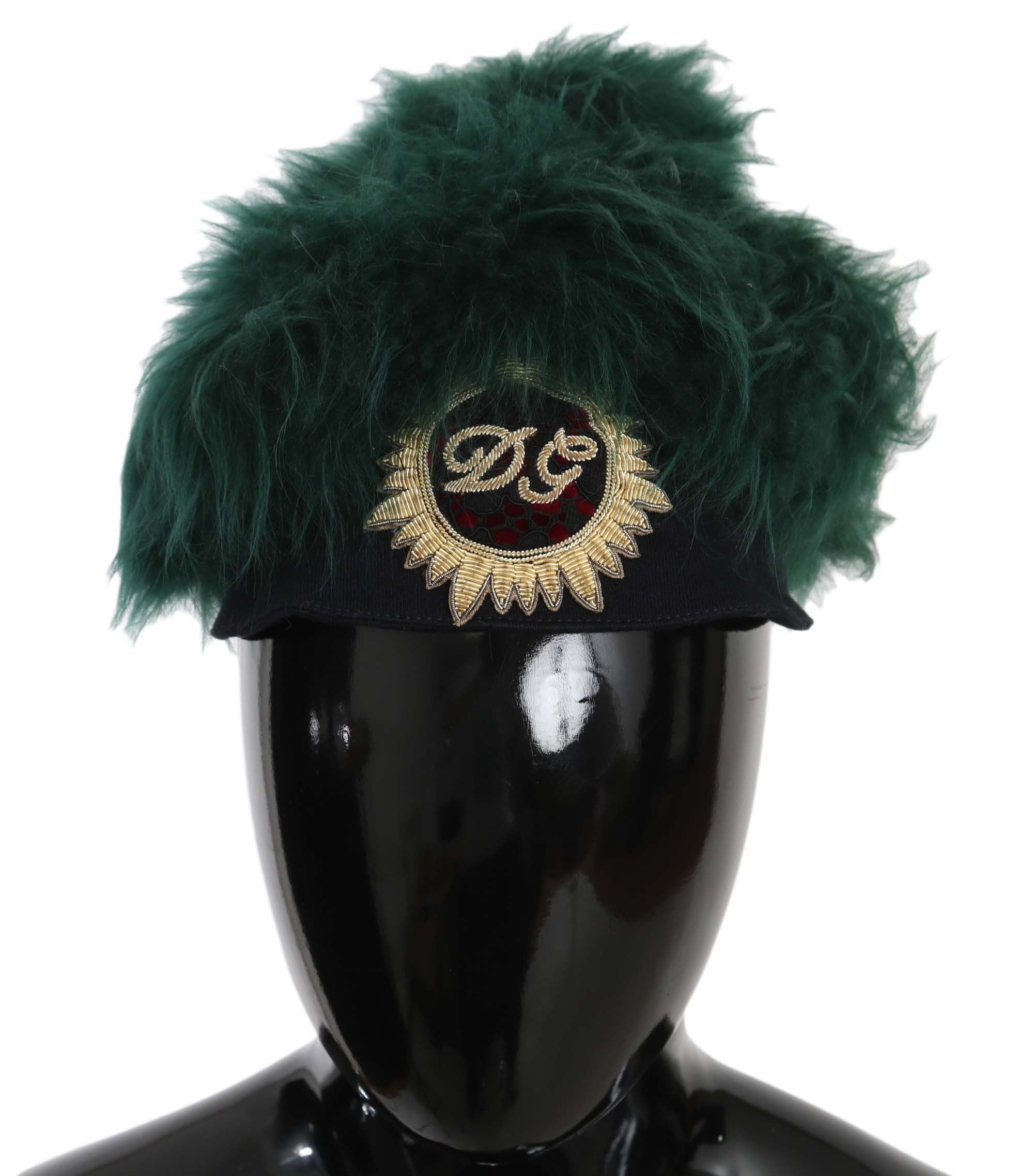 Dolce Gabbana Green Fur DG Logo Embroidered Cloche Hat - Walmart.com