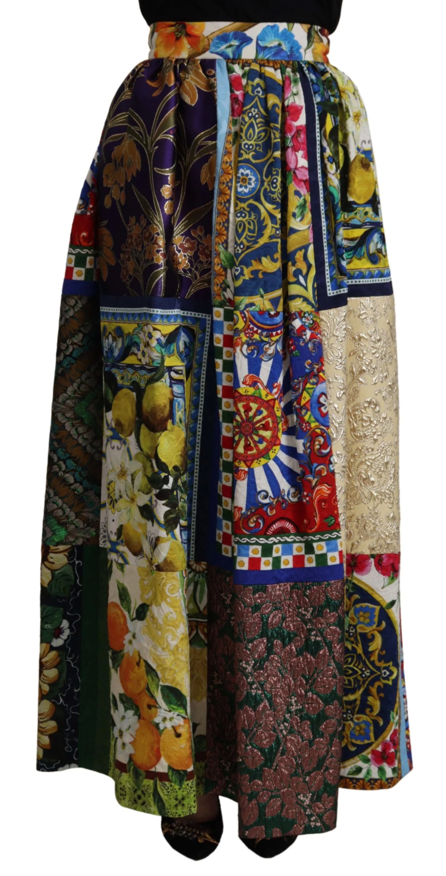 Dolce Gabbana High Waist Maxi Skirt with Sicilian Patterns - Walmart.com