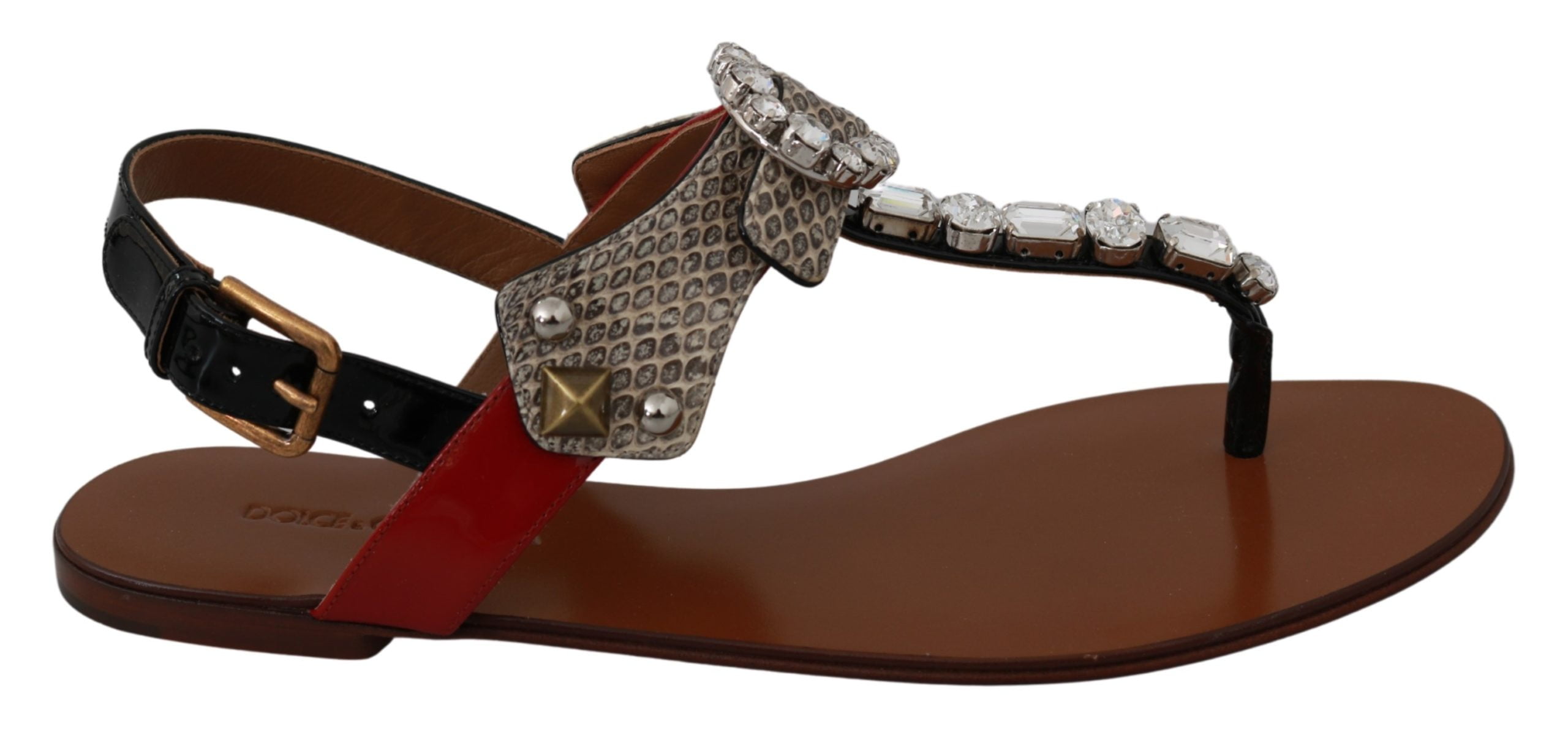 Dolce Gabbana Leather Ayers Crystal Sandals Flip Flops Shoes - Walmart.com