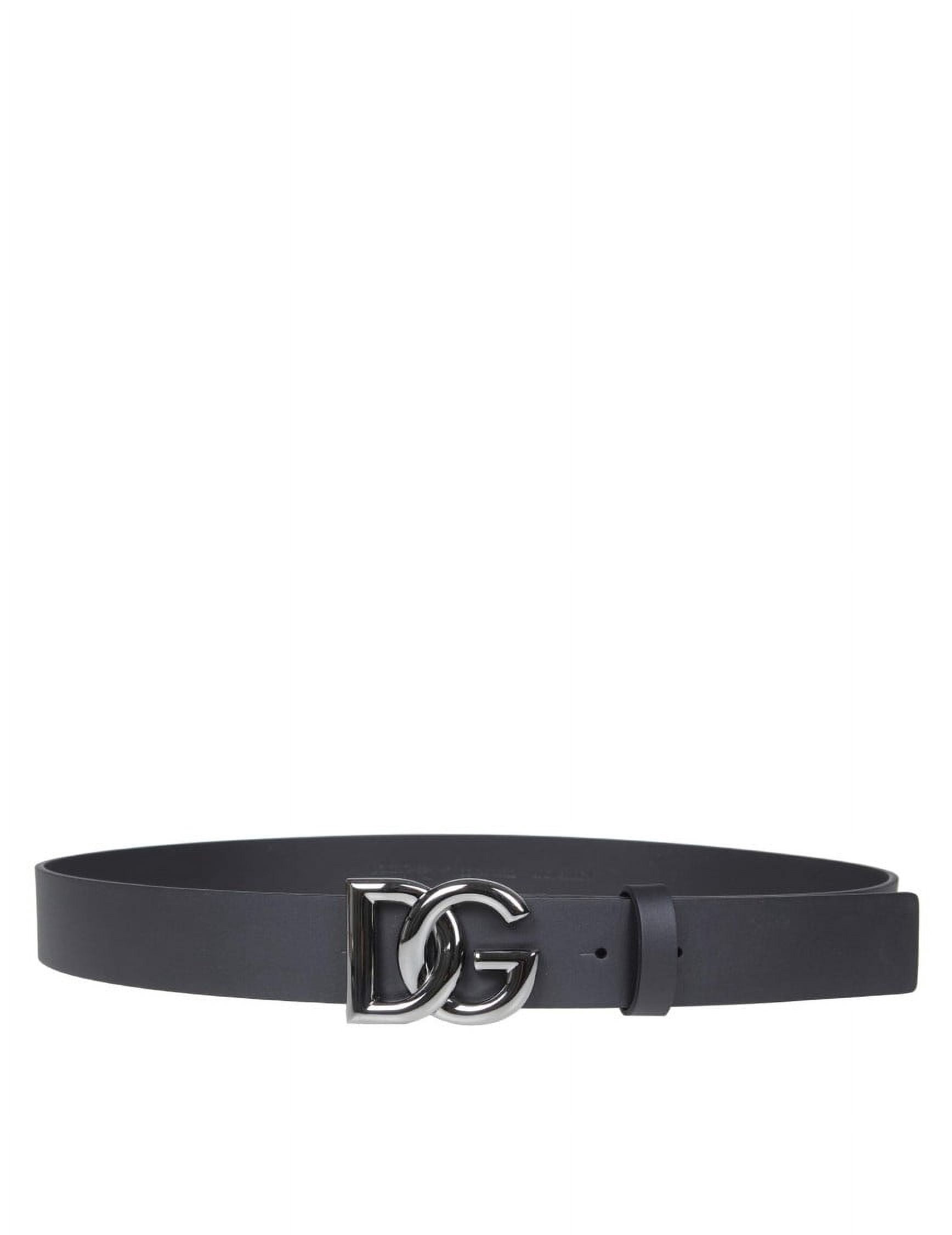 Dolce & Gabbana Men's Calfskin Belt With Metal Dg Logo Black - Walmart.com