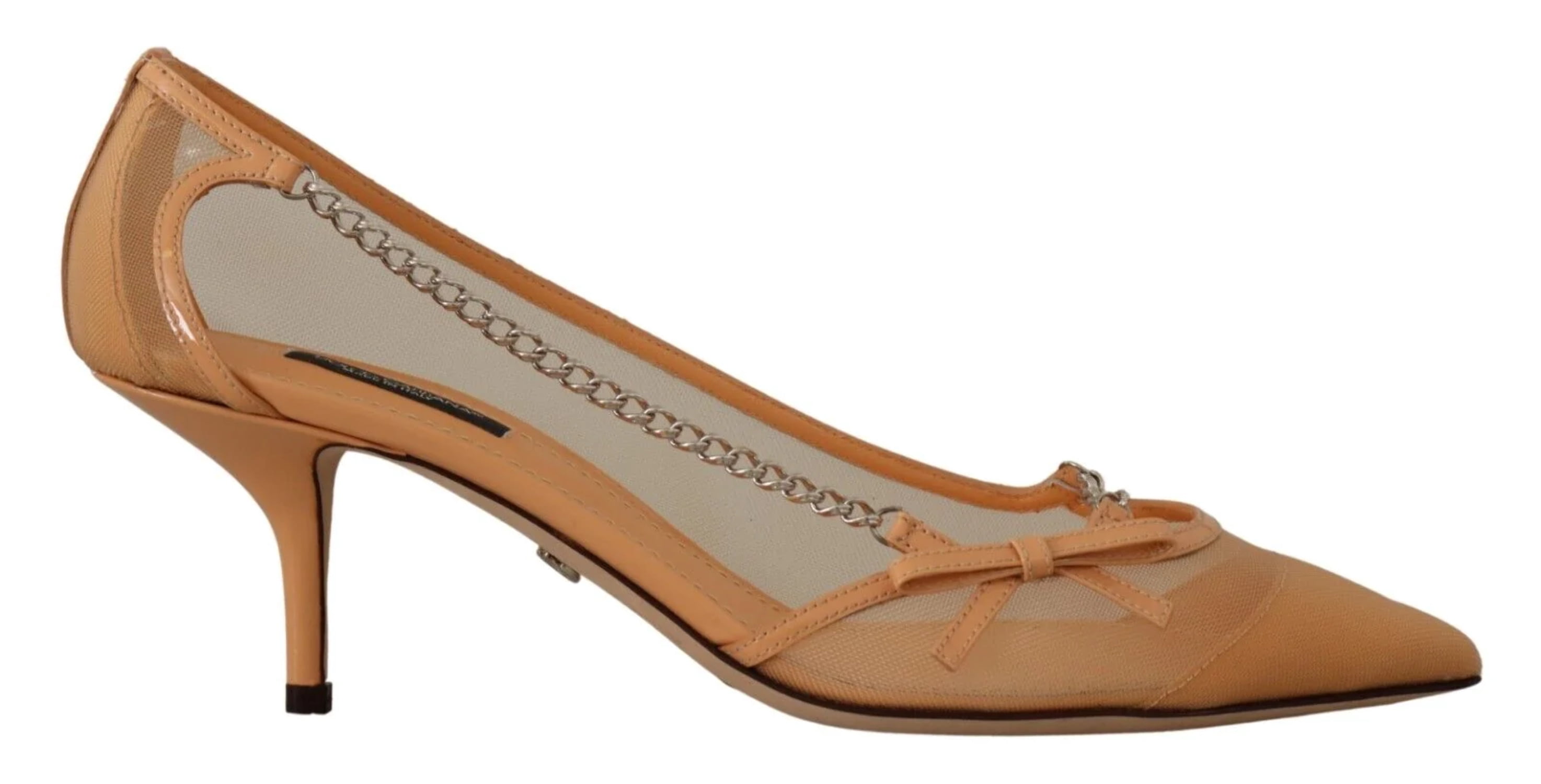 Dolce Gabbana Peach Mesh Leather Chains Heels Pumps Shoes - Walmart.com