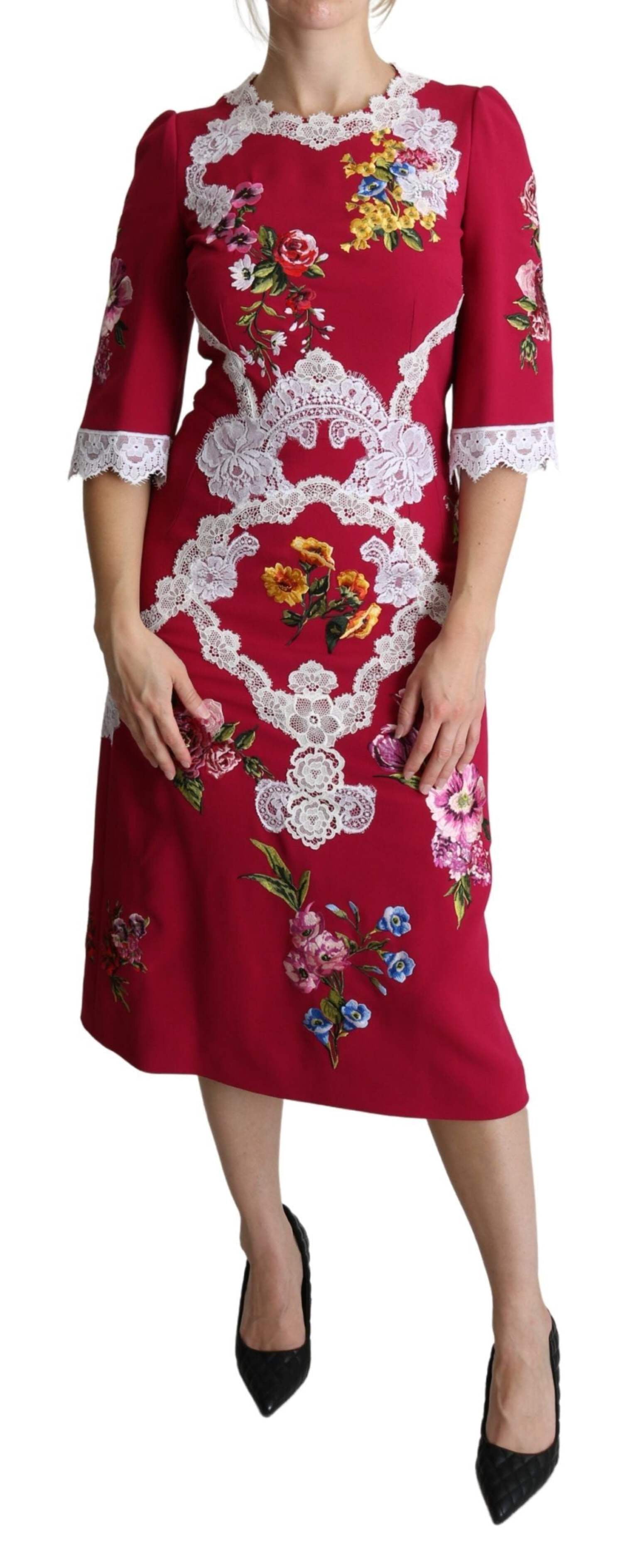 Dolce Gabbana Floral Embroidered Sheath Midi Dress - Walmart.com