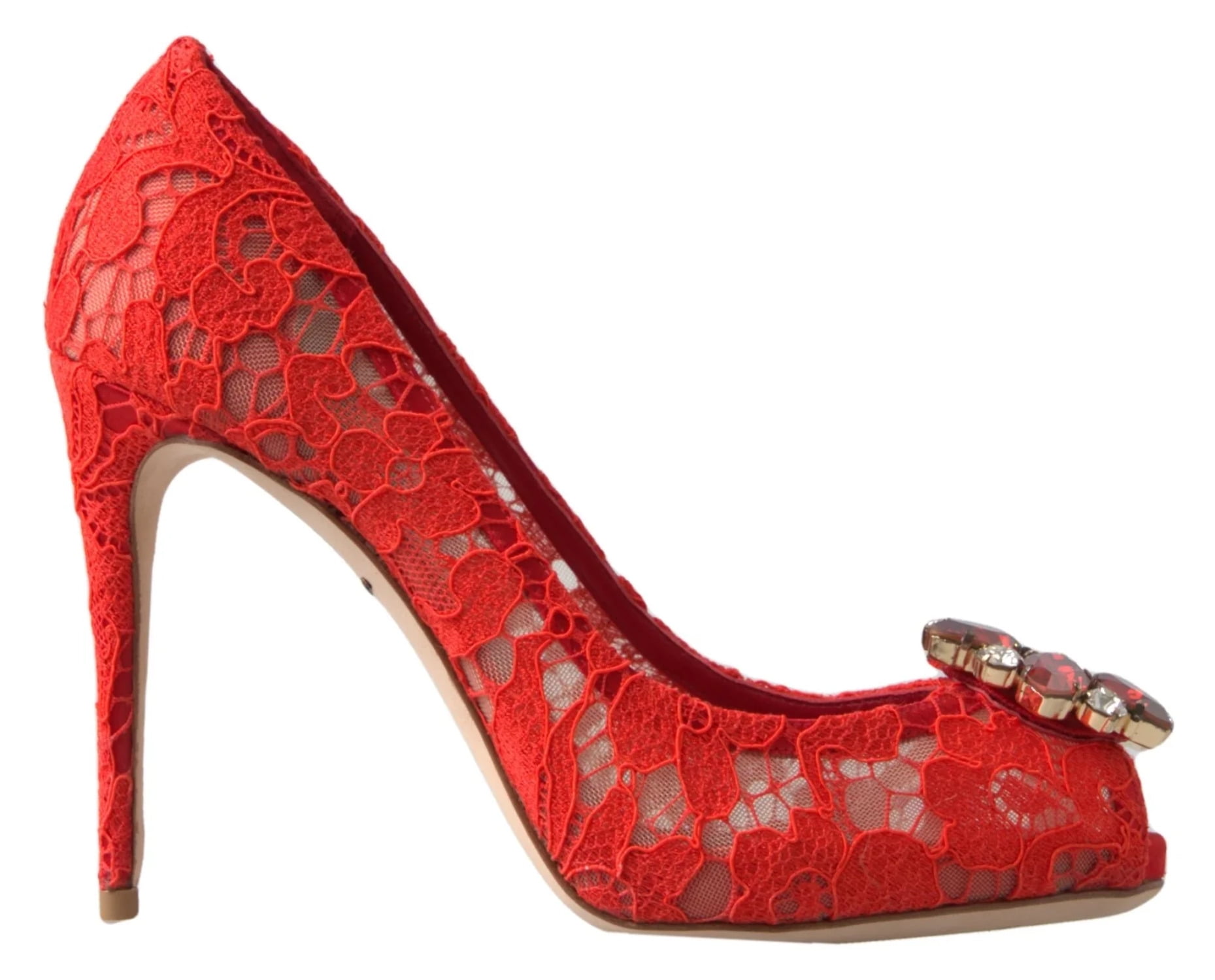 Dolce Gabbana Red Taormina Lace Crystal Heels Pumps Shoes - Walmart.com