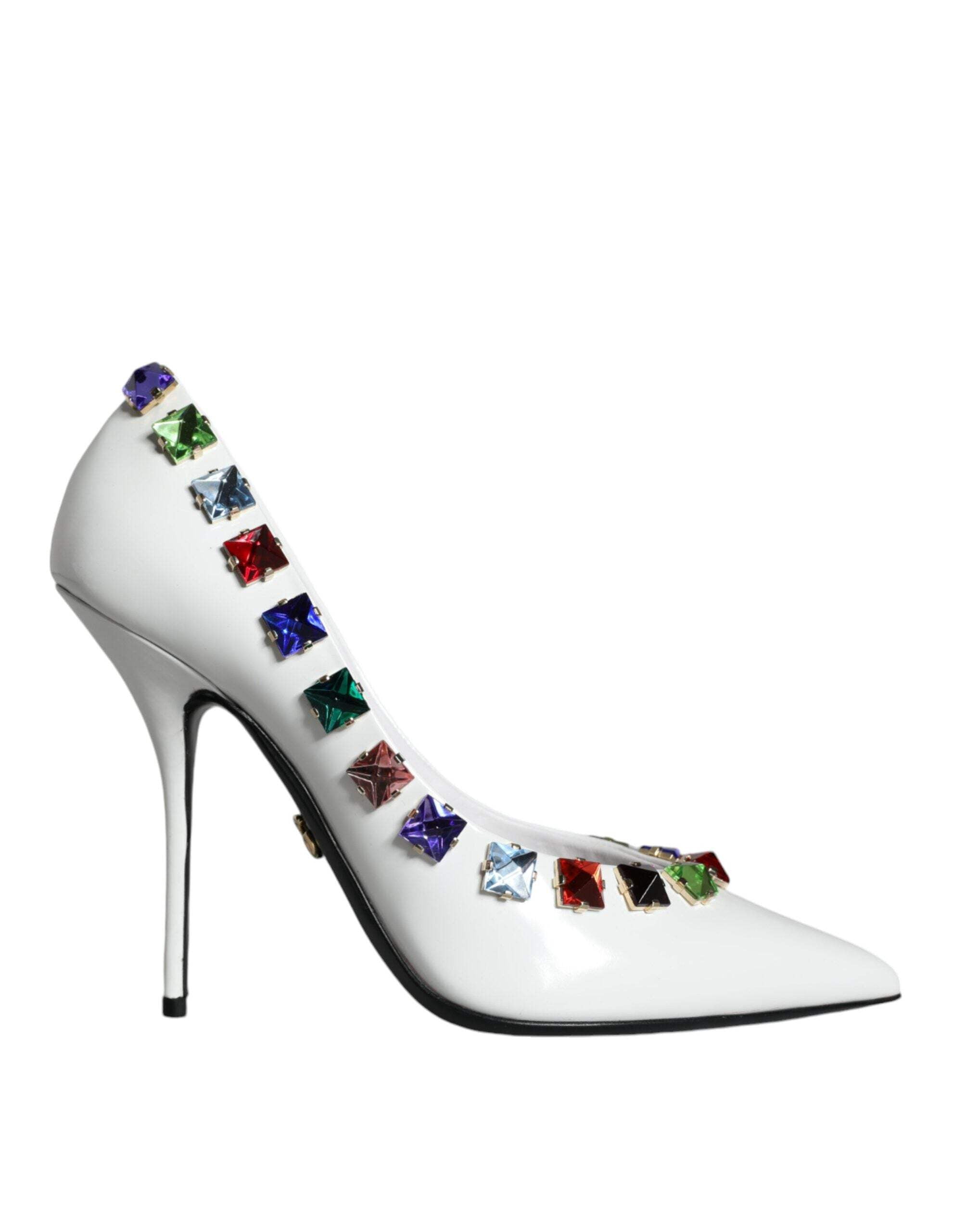 Dolce Gabbana White Crystals Leather High Heels Pumps Shoes - Walmart.com