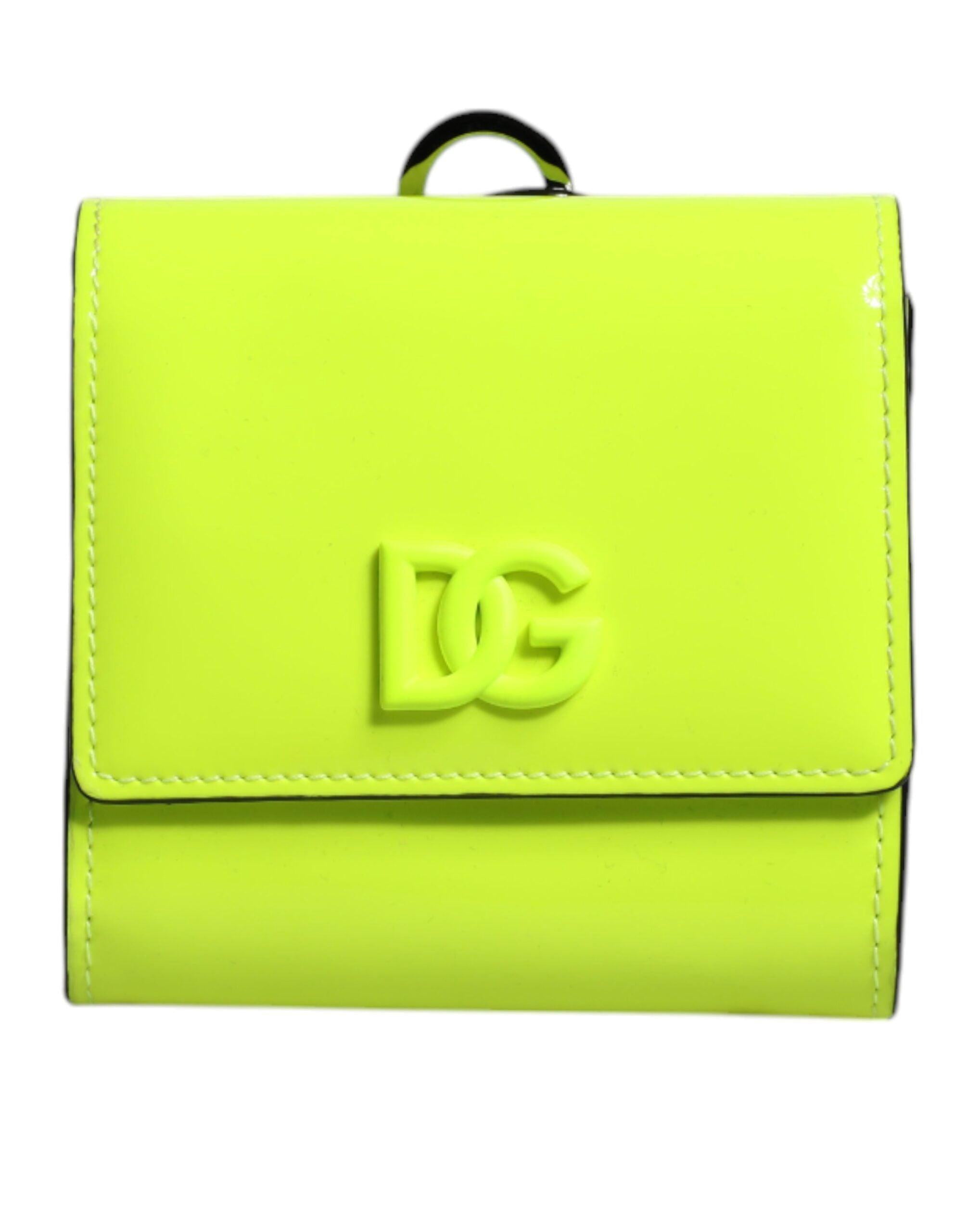 Dolce & Gabbana Yellow Green Bifold DG Logo Neck Strap Cardholder ...