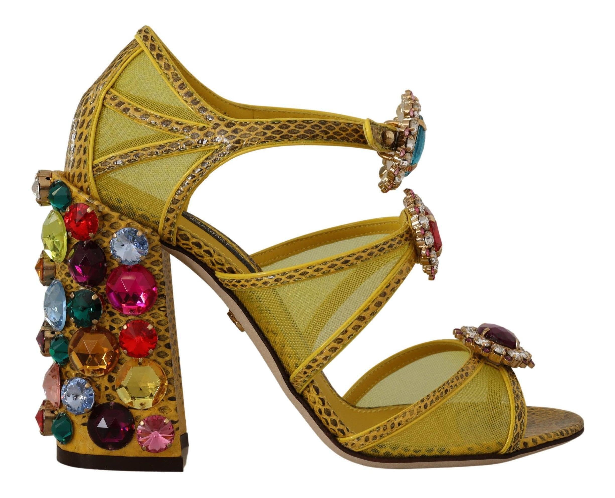 Dolce Gabbana Yellow Leather Crystal Ayers Sandals Shoes - Walmart.com