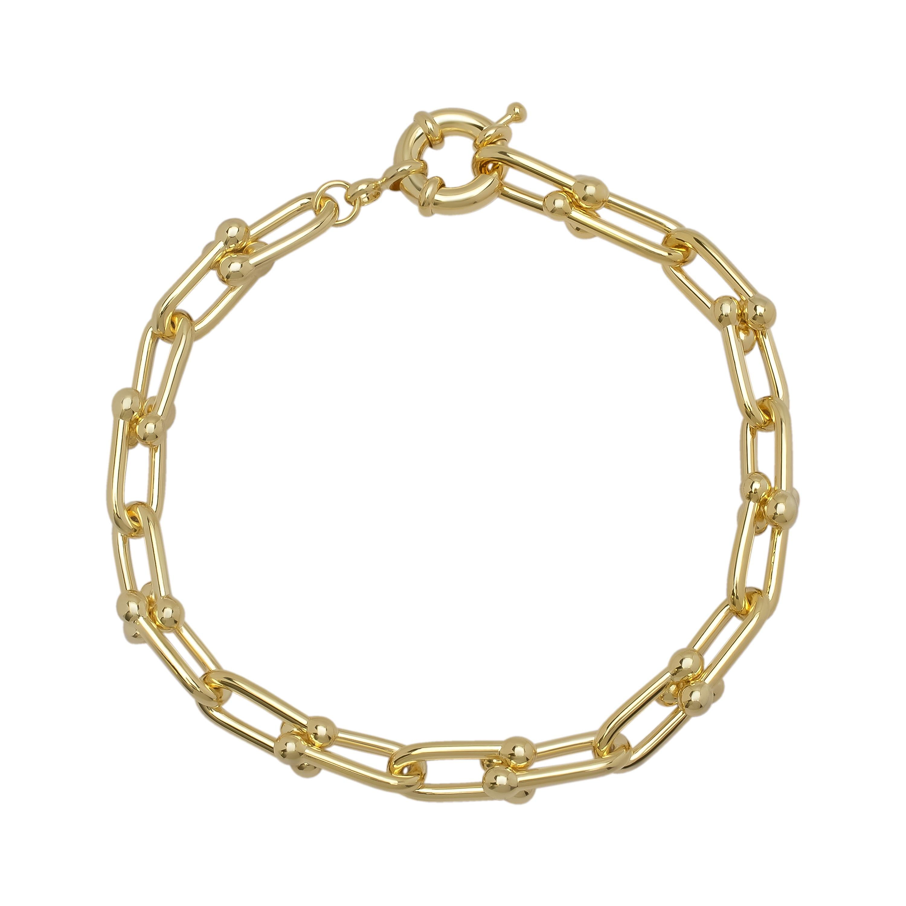 Dolce Giavonna Gold Plated Ball Paperclip Chain Bracelet - Walmart.com