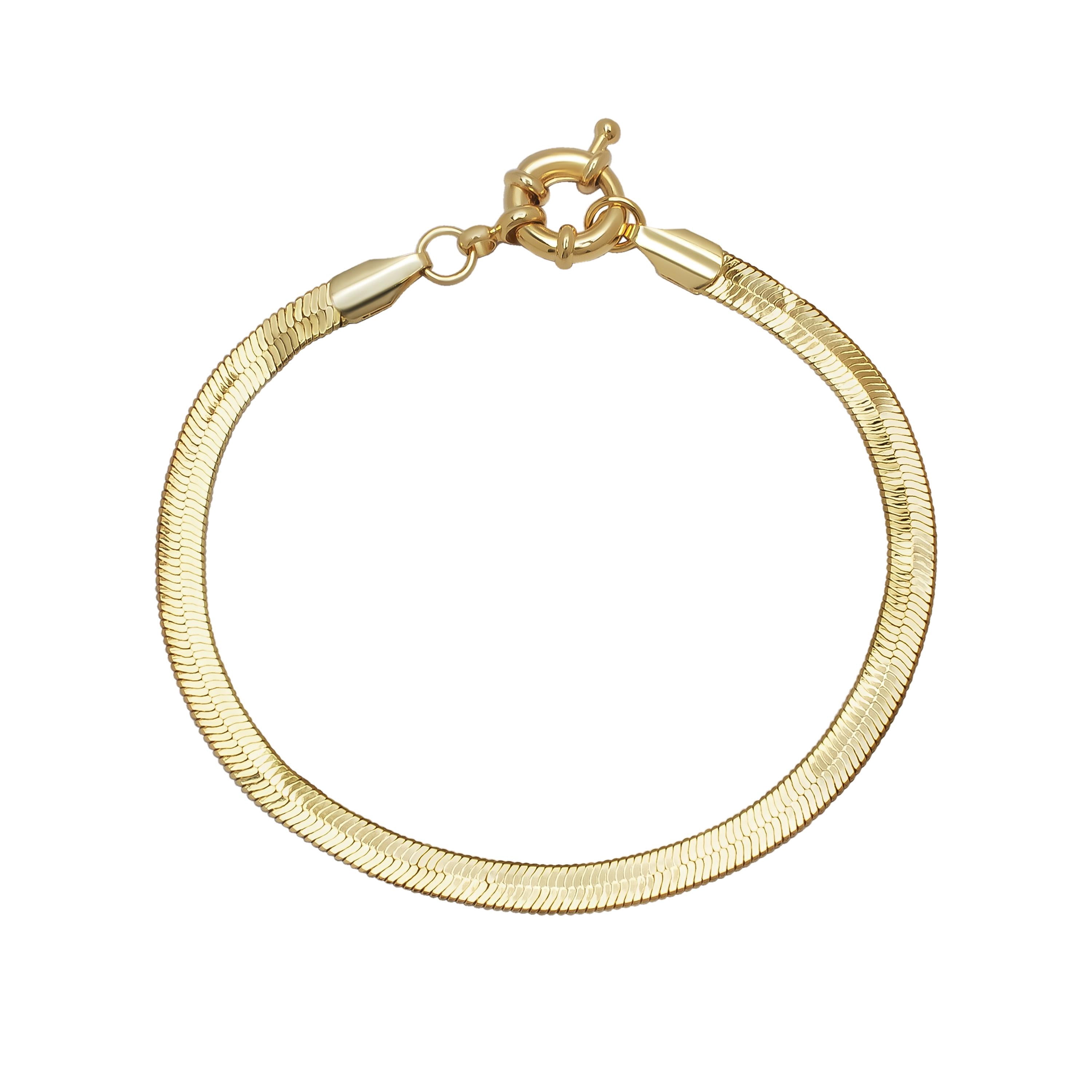 Dolce Giavonna Gold Plated Herringbone Link Chain Bracelet - Walmart.com