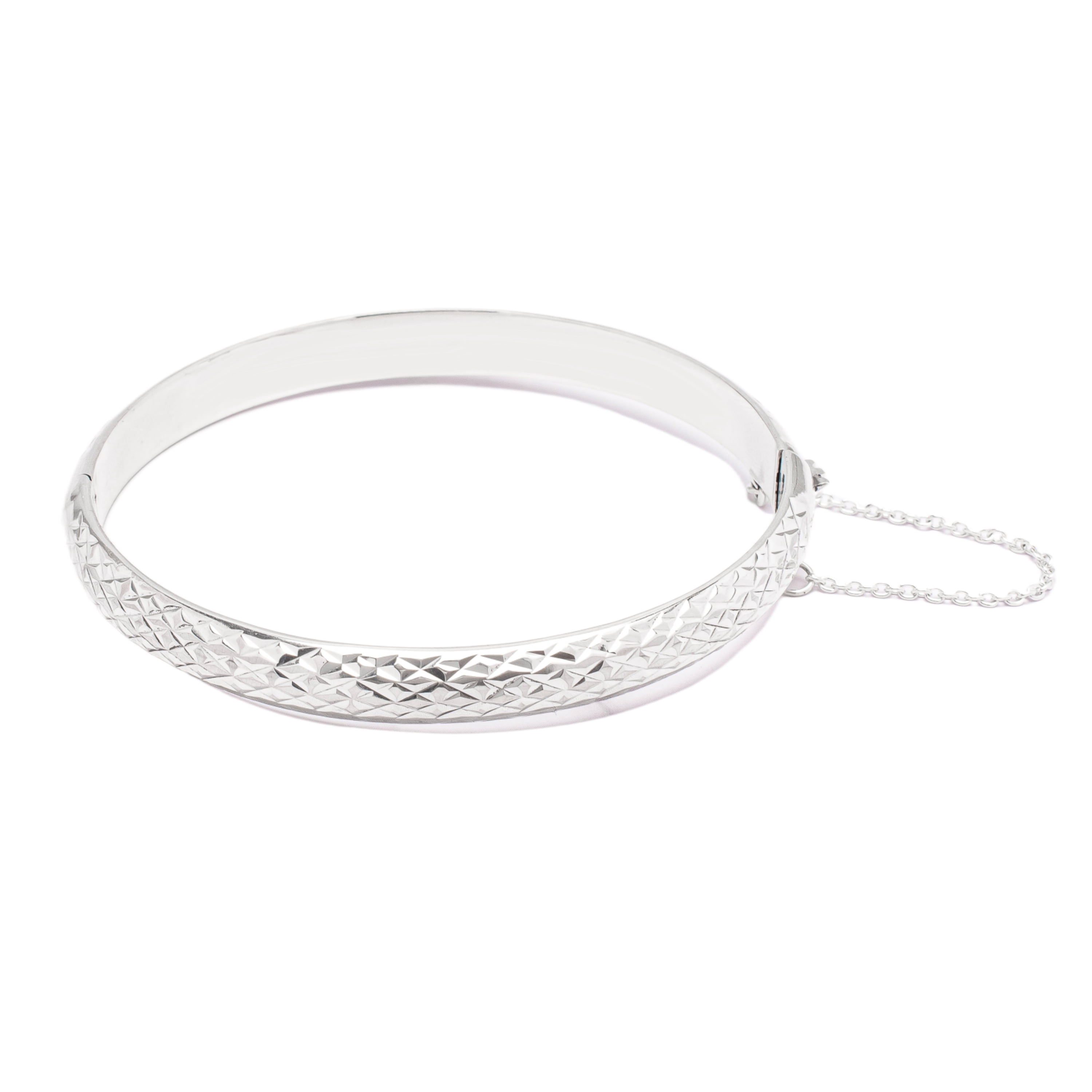Dolce Giavonna Sterling Silver Crystal-Cut Bangle Bracelet - Walmart.com
